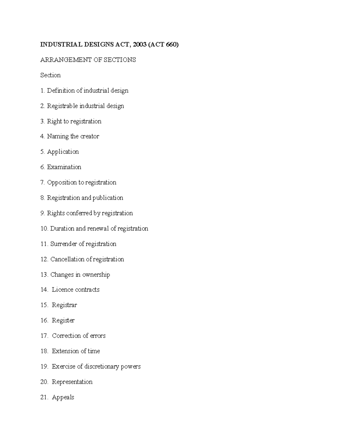 Industrial Designs ACT, 2003 (ACT 660) - INDUSTRIAL DESIGNS ACT, 2003 ...