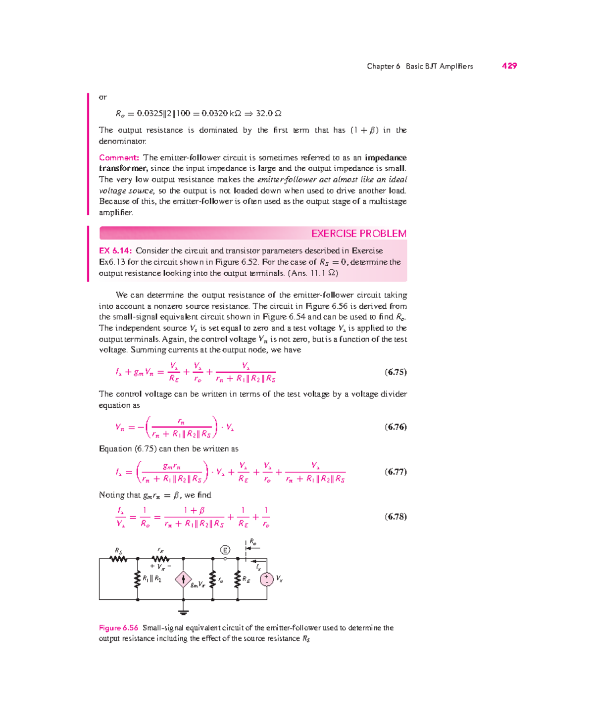 Impedance transformer - Chapter 6 Basic BJT Amplifiers 429 or Ro = 0. 0325 ‖ 2 ‖ 100 = 0 .0320 k ...