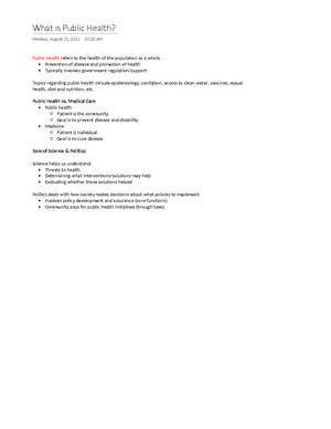 PH study guide - Foundations of Public Health Study Guide Midterm Exam ...