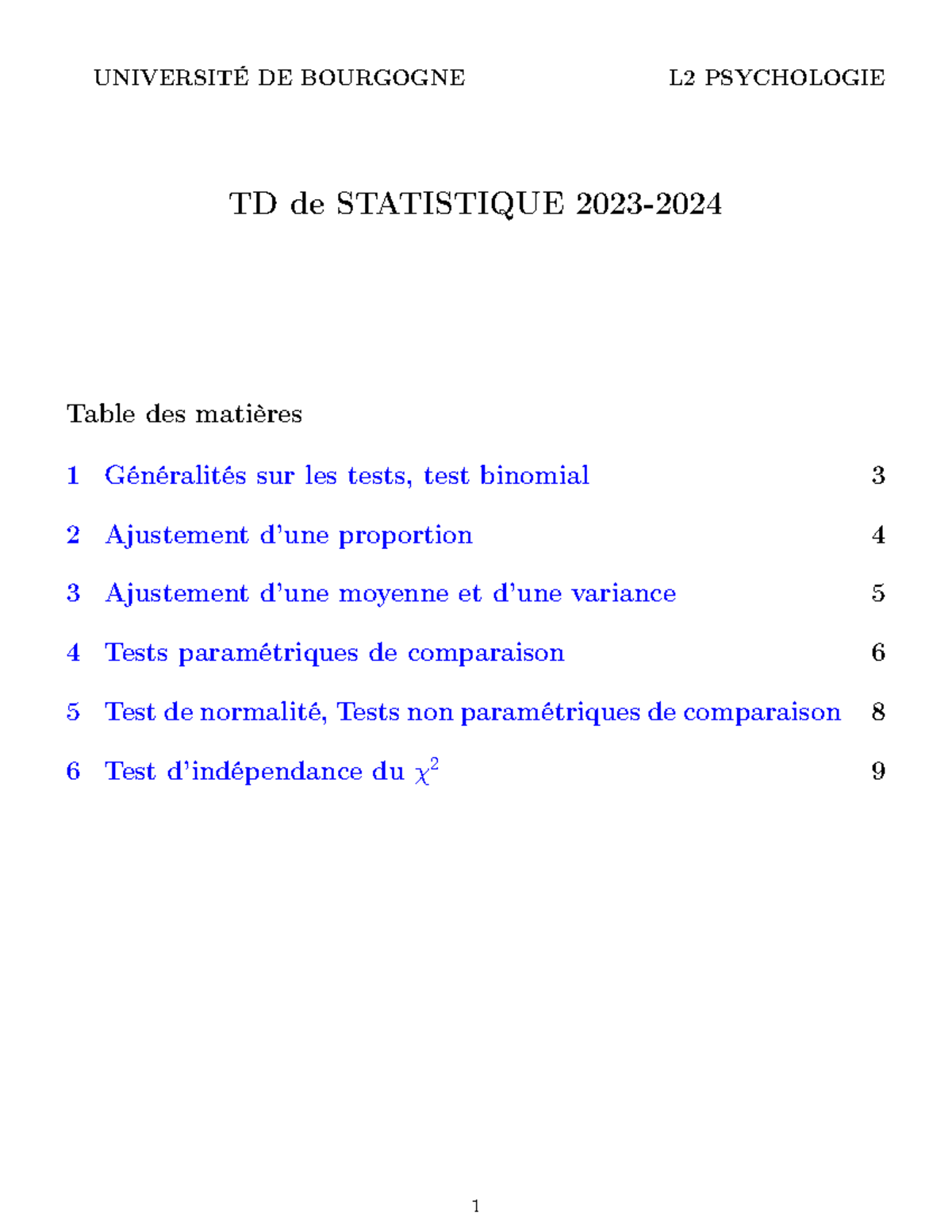 Fascicule de TD - UNIVERSITÉ DE BOURGOGNE L2 PSYCHOLOGIE TD de ...