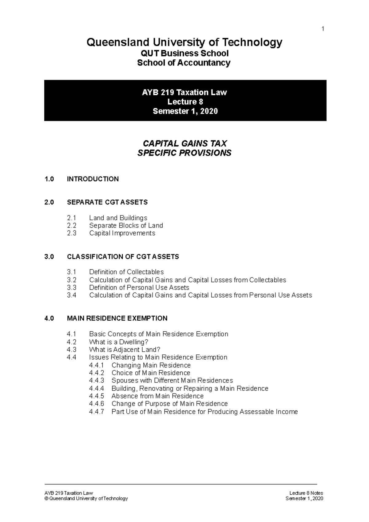 Lecture 8 - Queensland University of Technology QUT Business School ...