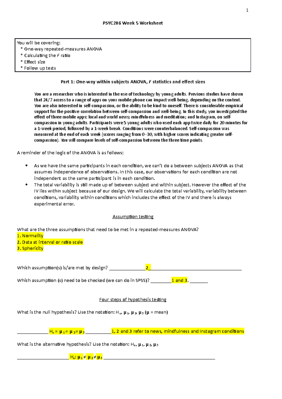 2022 Week 5 extra practice worksheet Answers - PSYC206 Week 5 Worksheet ...