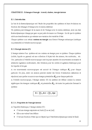 Travaux dirigés de la thermodynamique. - Série d’exercices de Thermodynamique Exercice 1. Donner ...