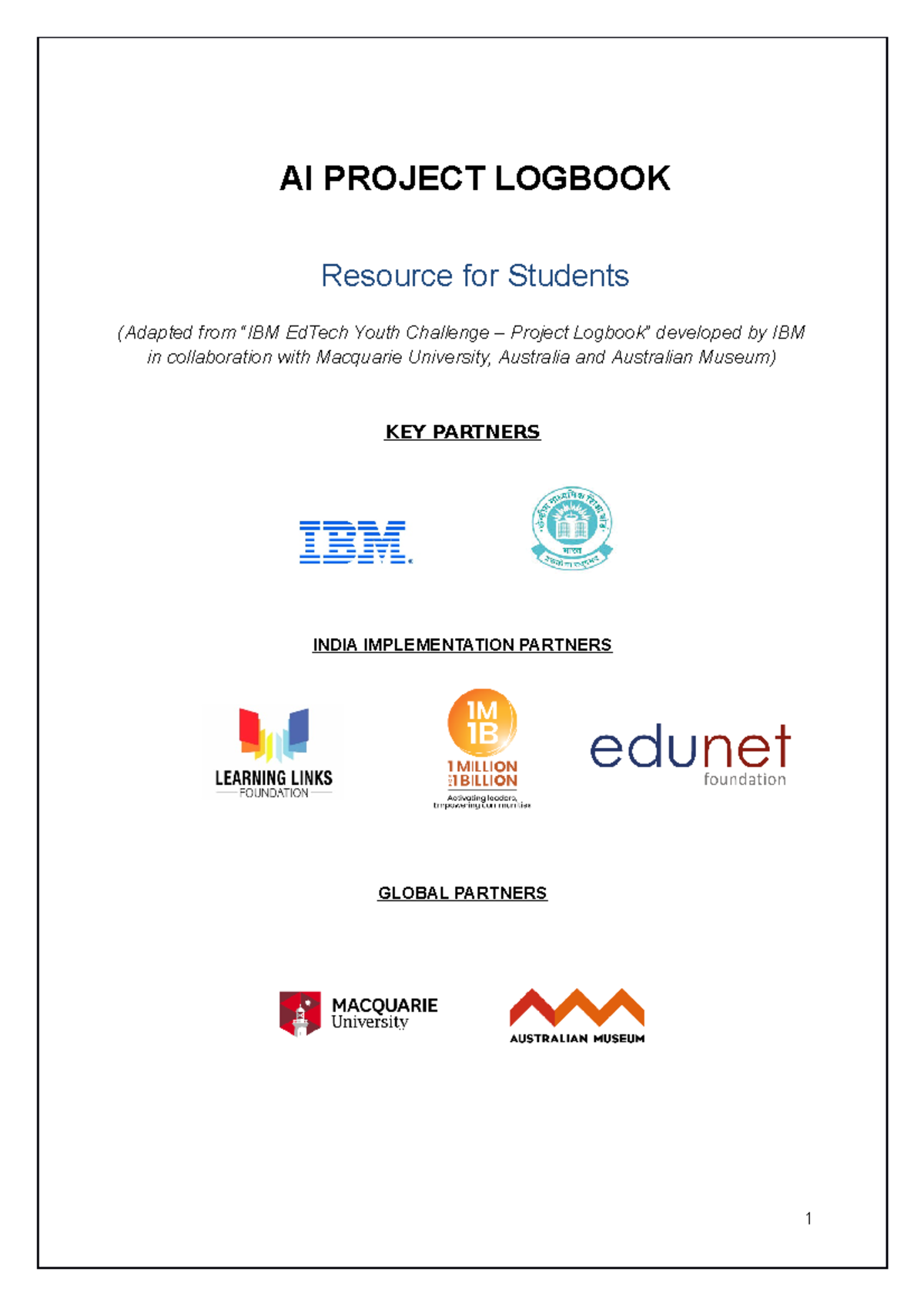 IBM-CBSE AI Project Logbook Students - AI PROJECT LOGBOOK Resource for ...