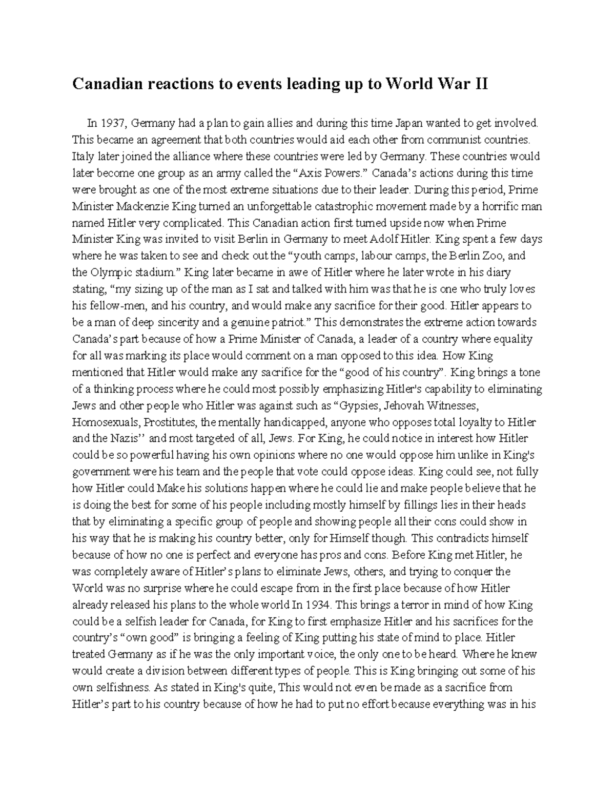 Canadian reactions to events leading up to World War II - This became ...