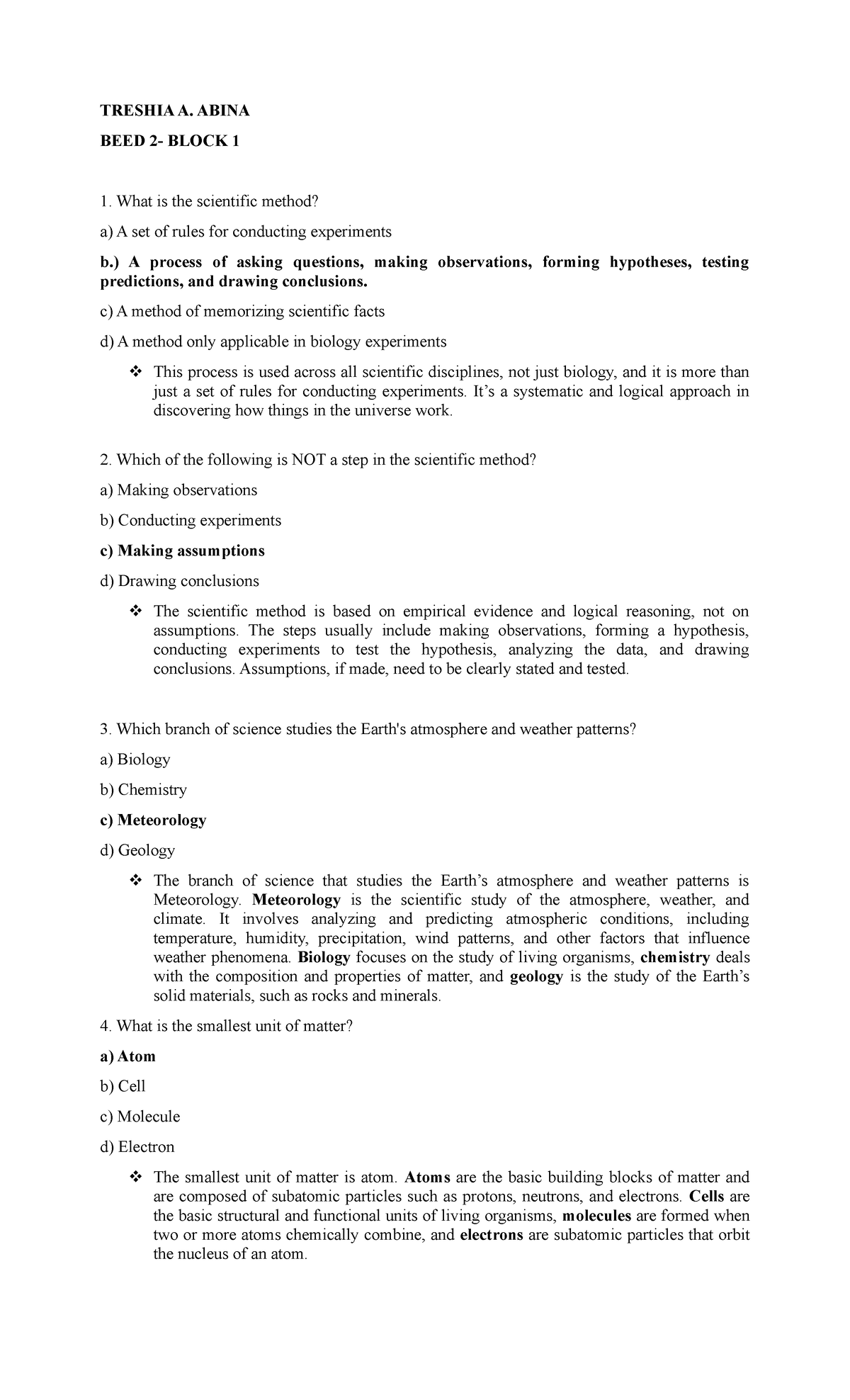 Science-concepts - Science concept - TRESHIA A. ABINA BEED 2- BLOCK 1 ...