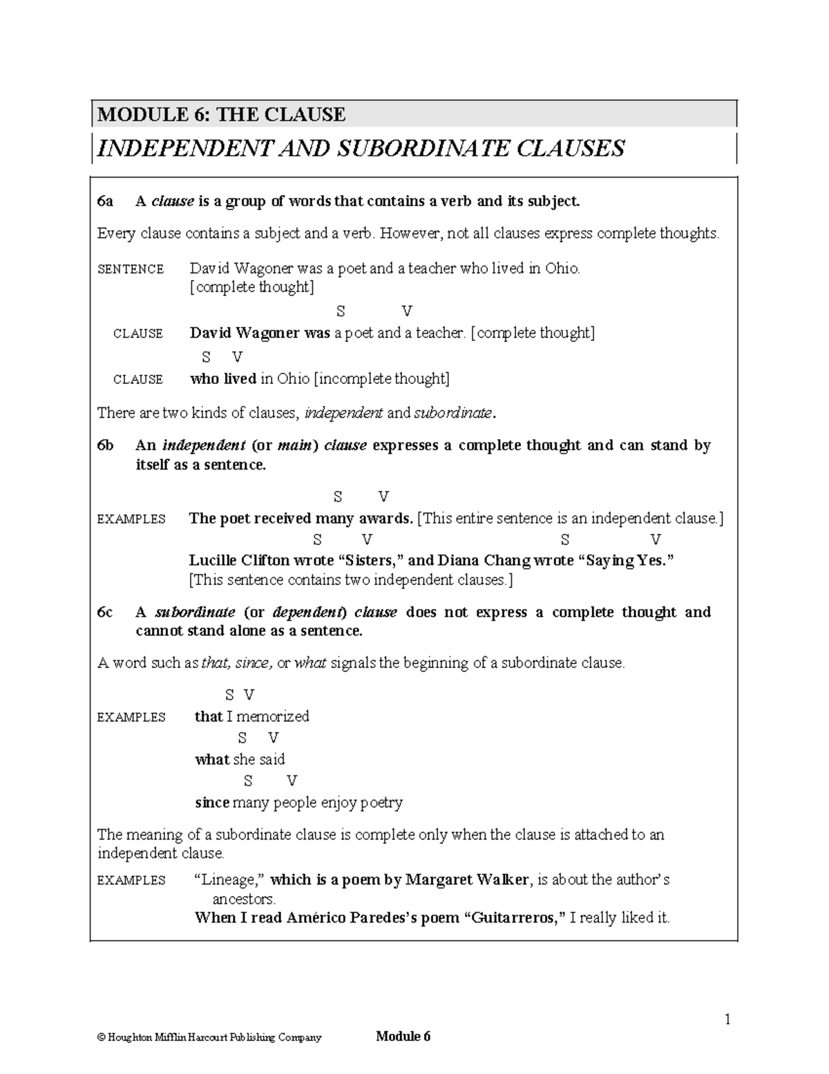 Hailee Singleton - Independent vs. subordinate clause - MODULE 6: THE ...