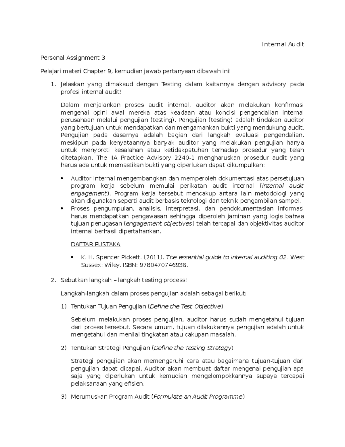 Assignment - Internal Audit-4 - DONE - Copy - Internal Audit Personal ...