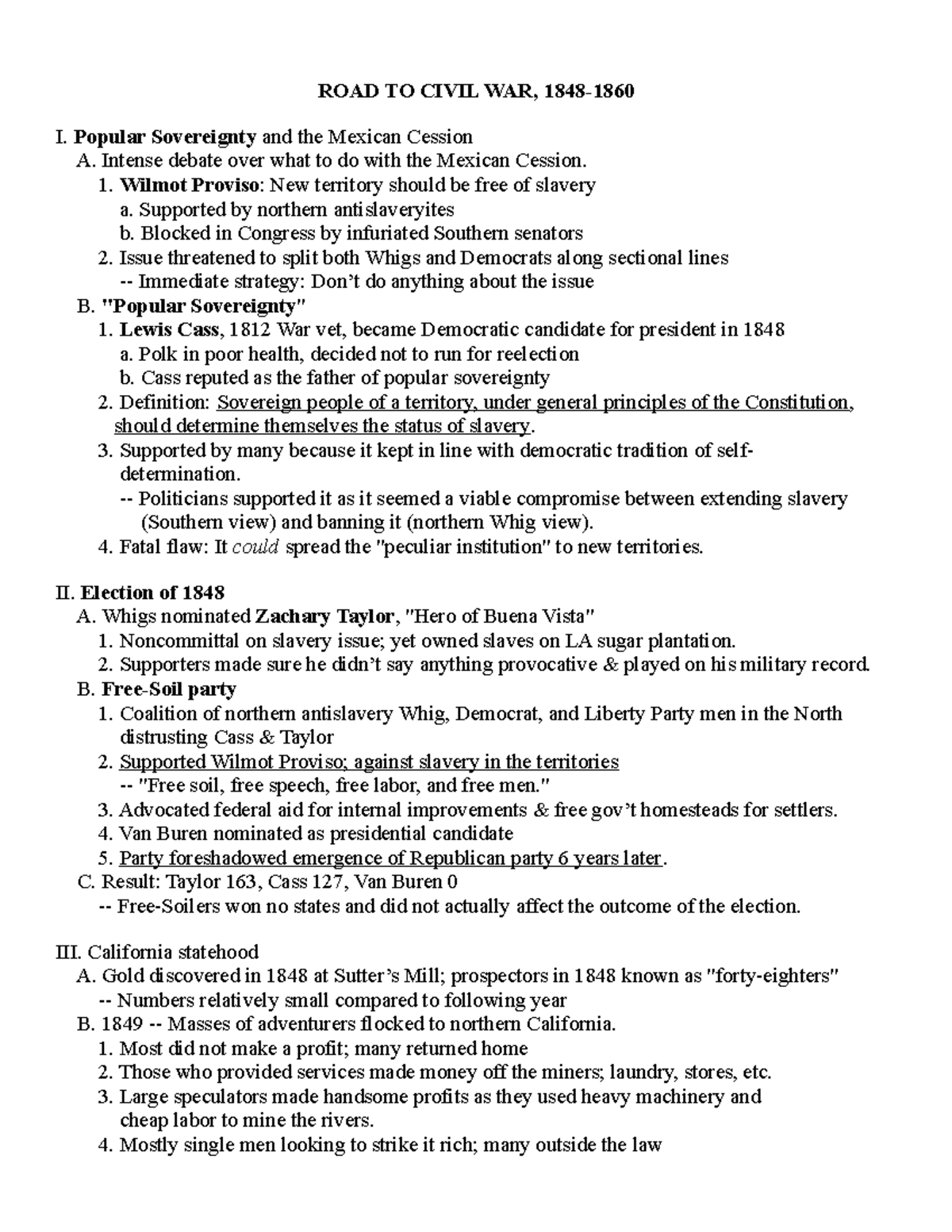 18-19. ROAD TO Civil WAR - ROAD TO CIVIL WAR, 1848- I. Popular ...
