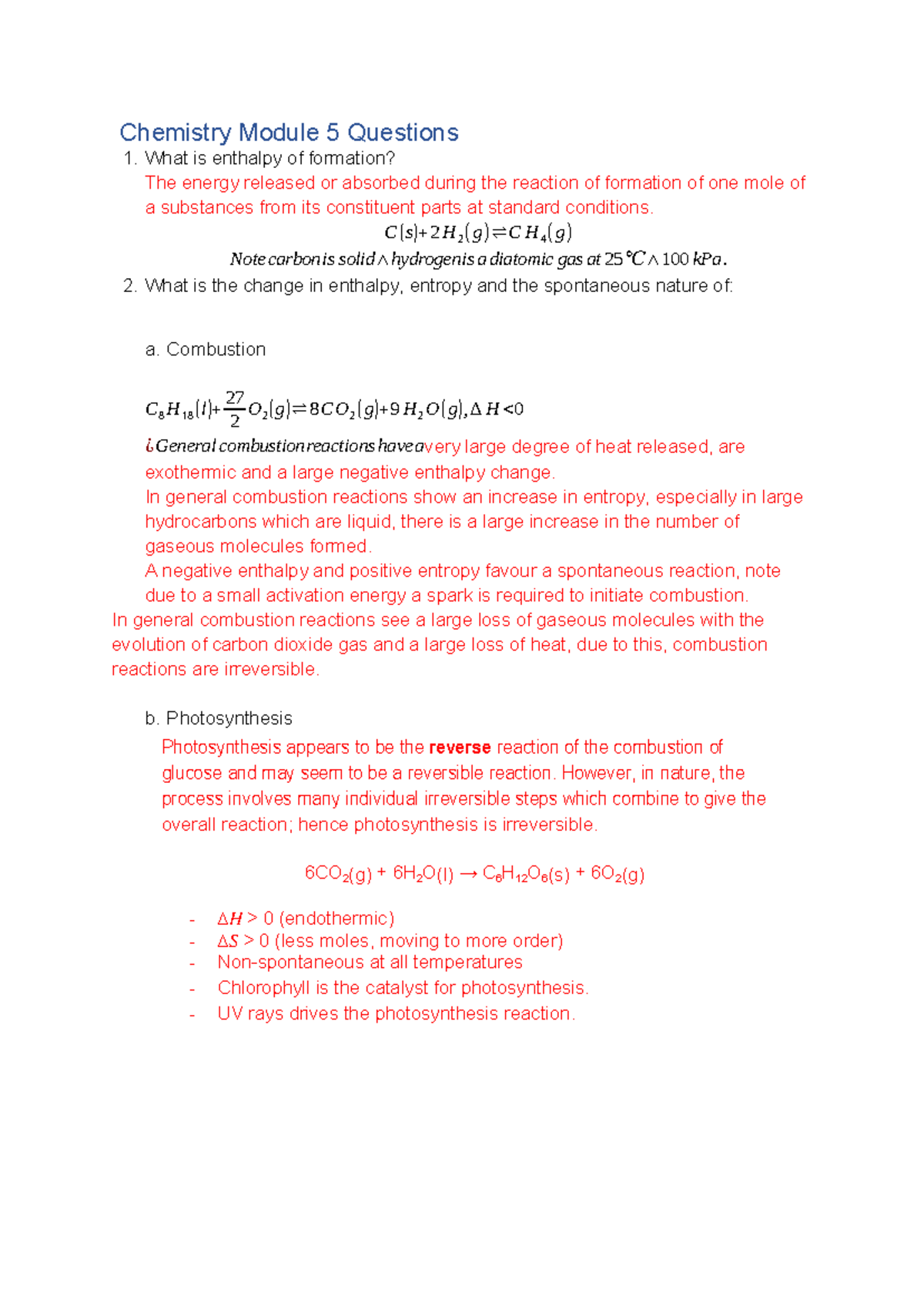 Chemistry Module 5 Questions Answers - Chemistry Module 5 Questions 1 ...