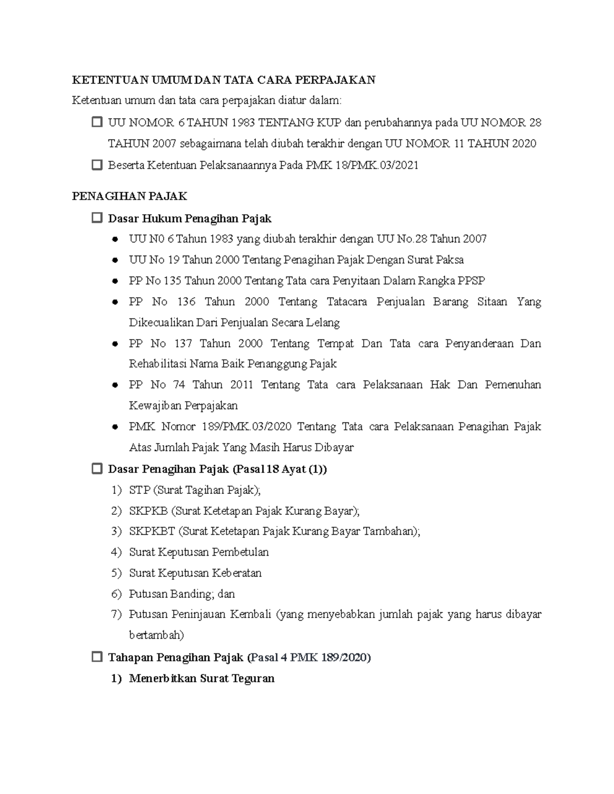 Rmk HPP week 2 - penugasan - KETENTUAN UMUM DAN TATA CARA PERPAJAKAN Ketentuan umum dan tata ...