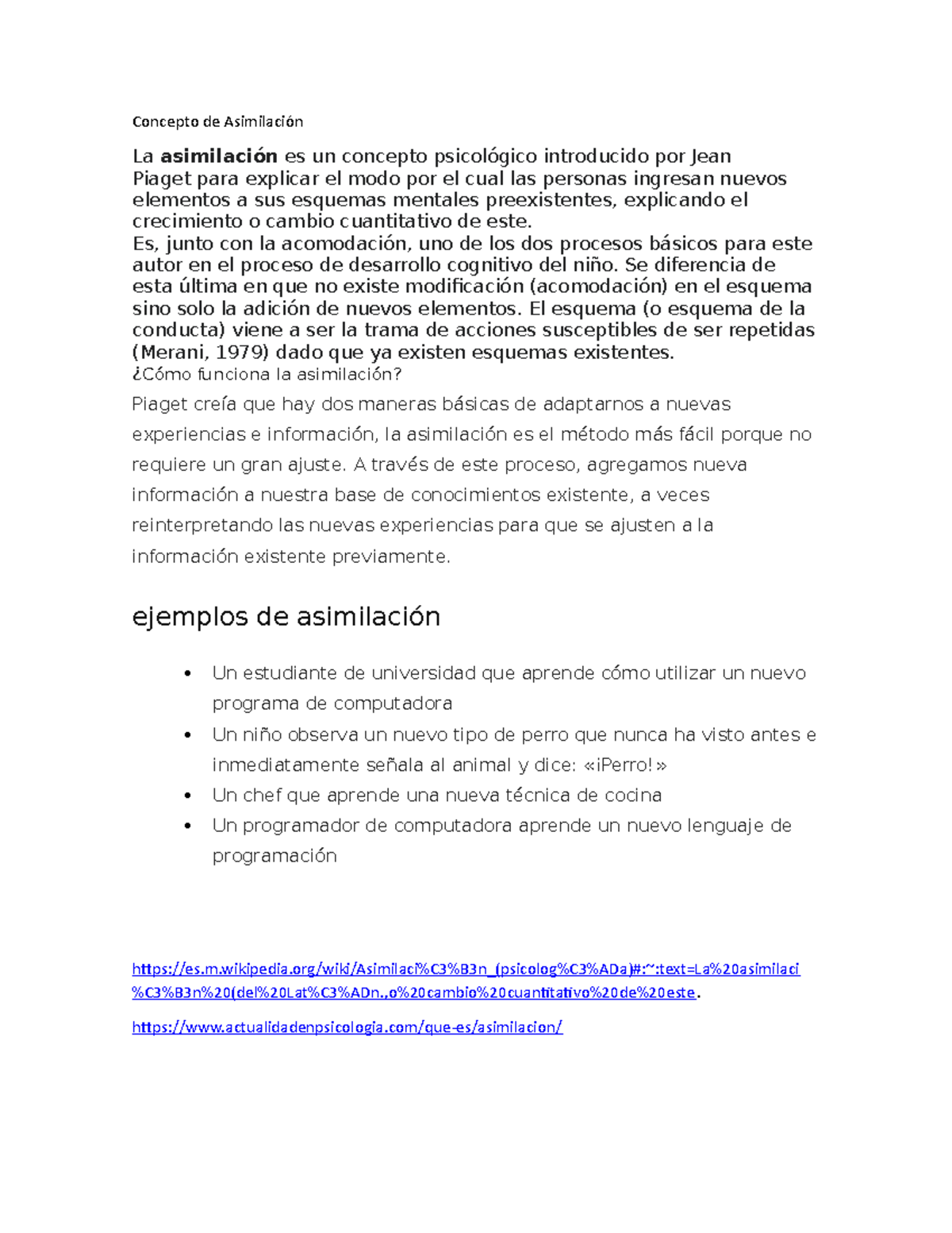 Asimilación - para aprender - Concepto de Asimilación La asimilación es ...