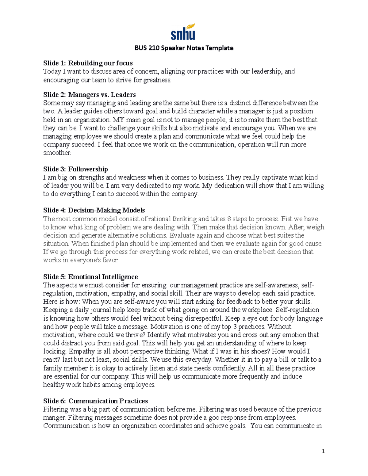 BUS 210 Speaker Notes Template - BUS 210 Speaker Notes Template Slide 1 ...