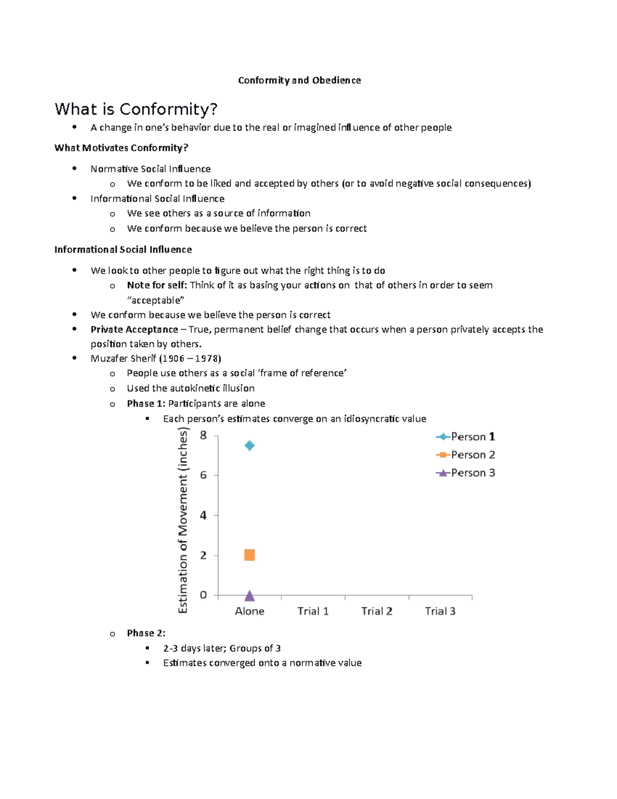 Conformity and Obedience - Muzafer Sherif (1906 – 1978) o People use ...