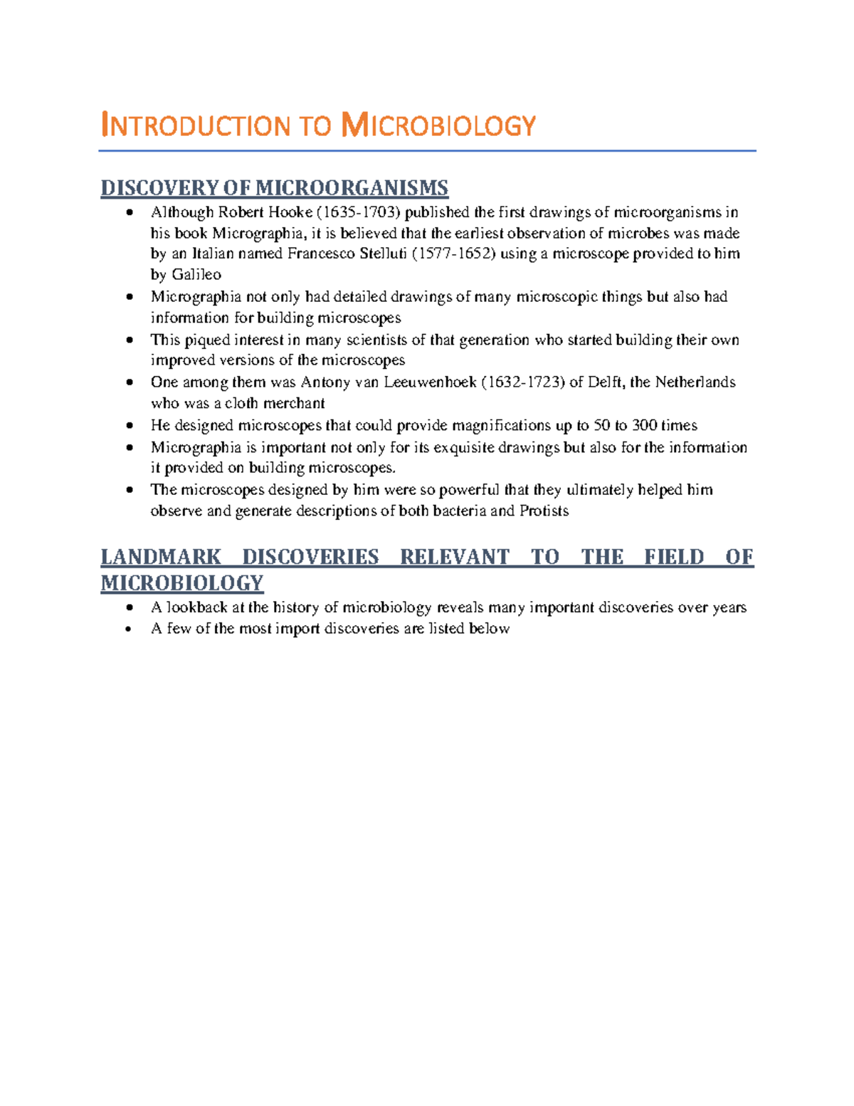 Microbiology Notes - I need to download exam questions - INTRODUCTION ...