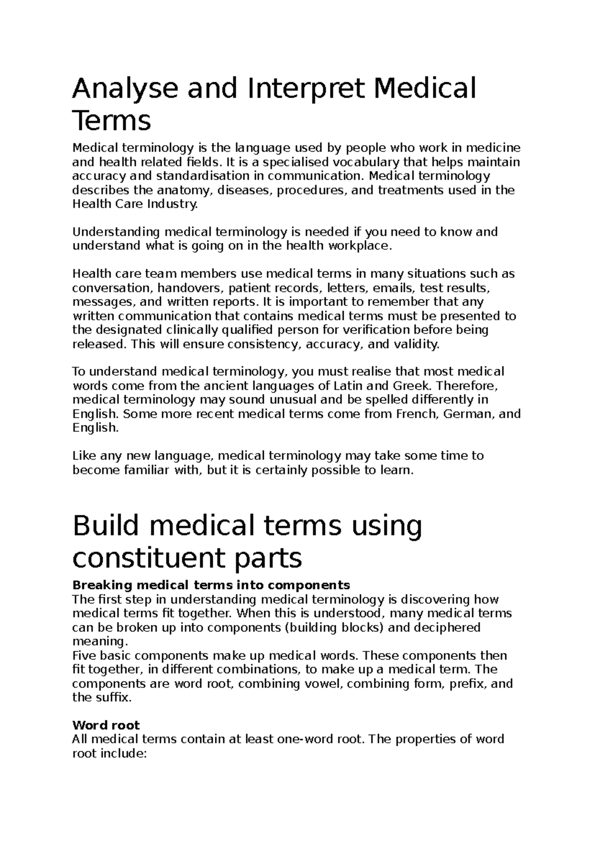 Identify medical terms in clinical documentation - Analyse and ...