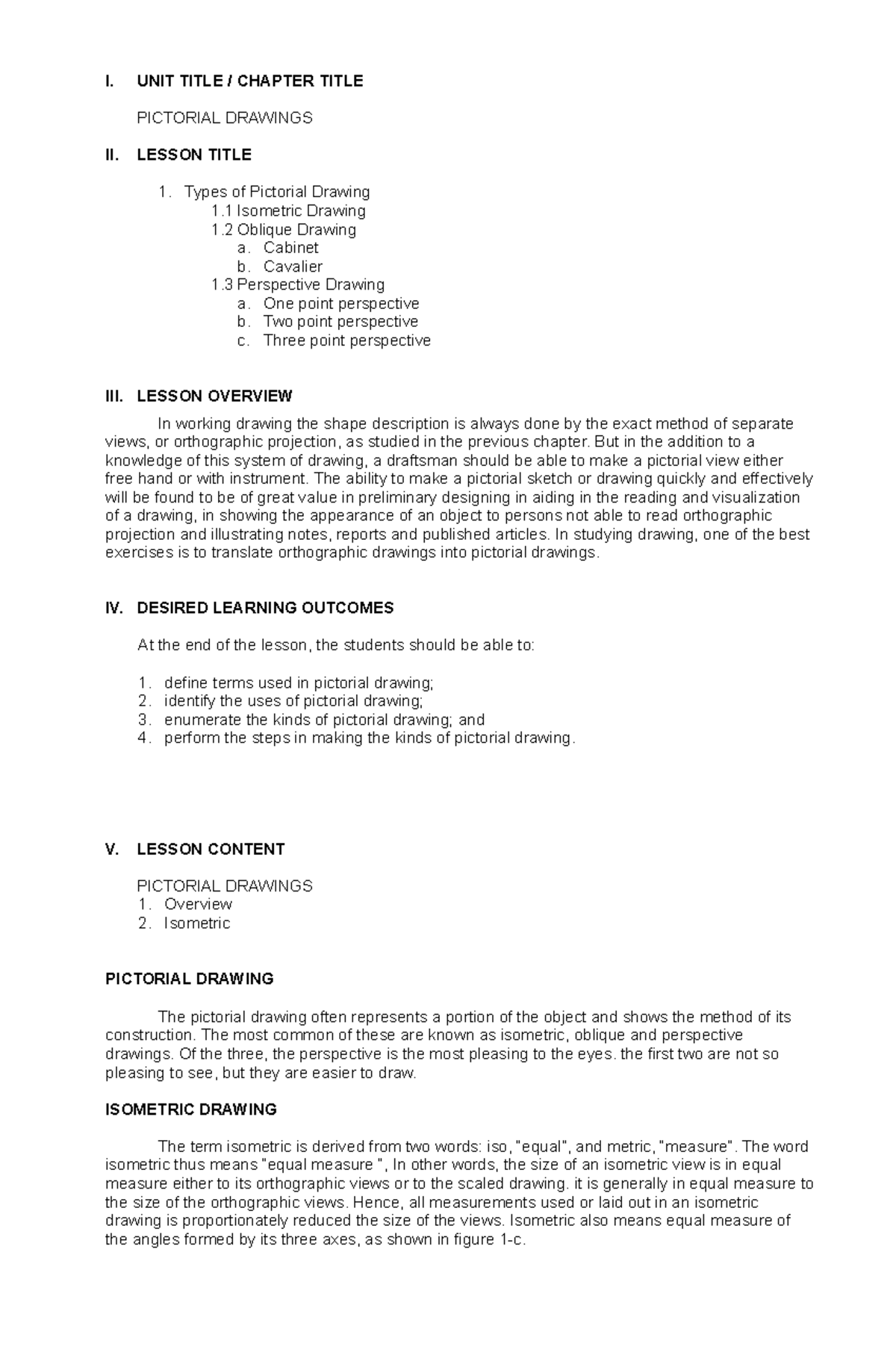 Drawing 2 Chapter 3 Module 2021 2 - I. UNIT TITLE / CHAPTER TITLE ...