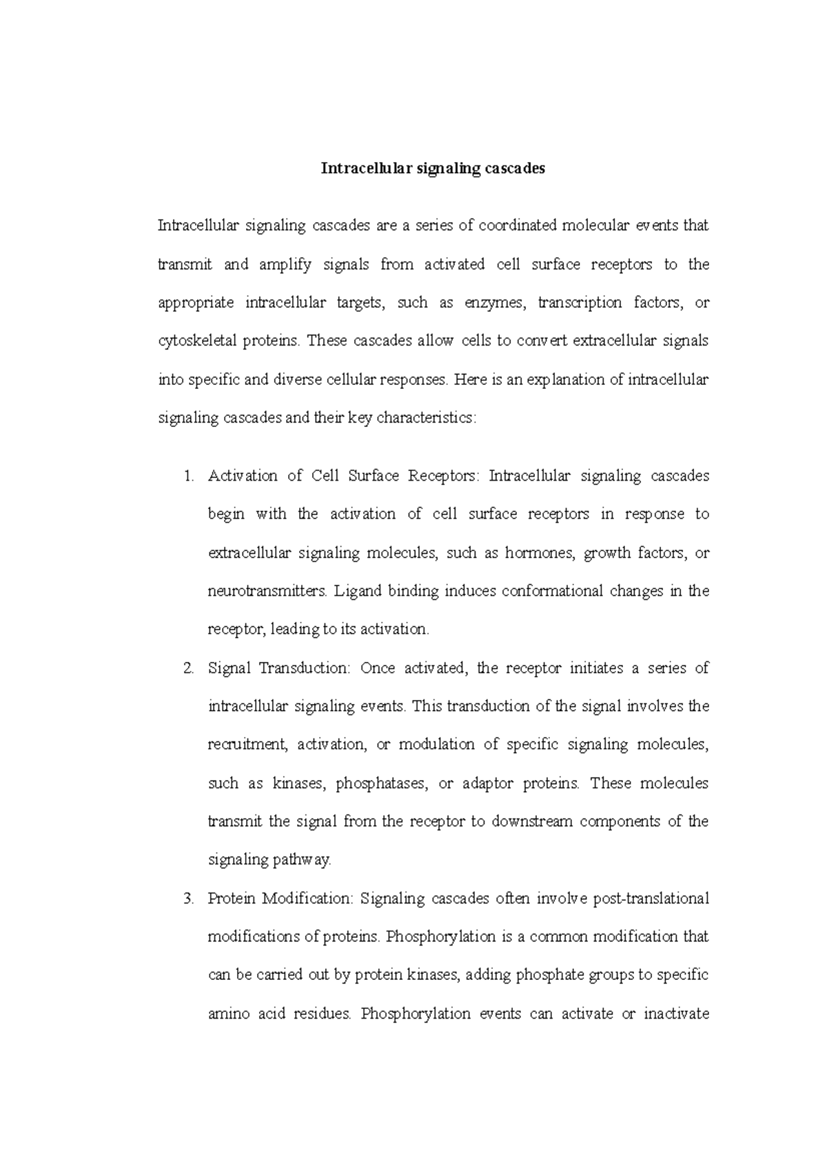 Intracellular signaling cascades - Intracellular signaling cascades ...