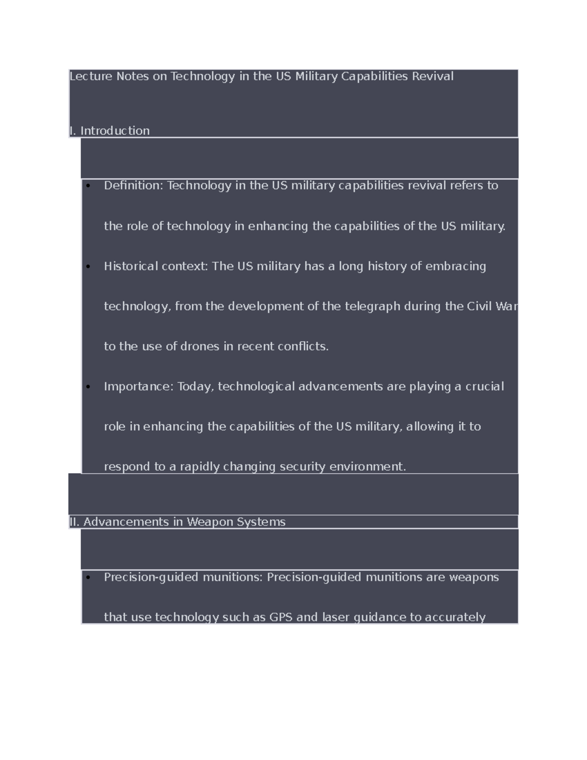 Lecture Notes on Technology in the US Military Capabilities Revival ...