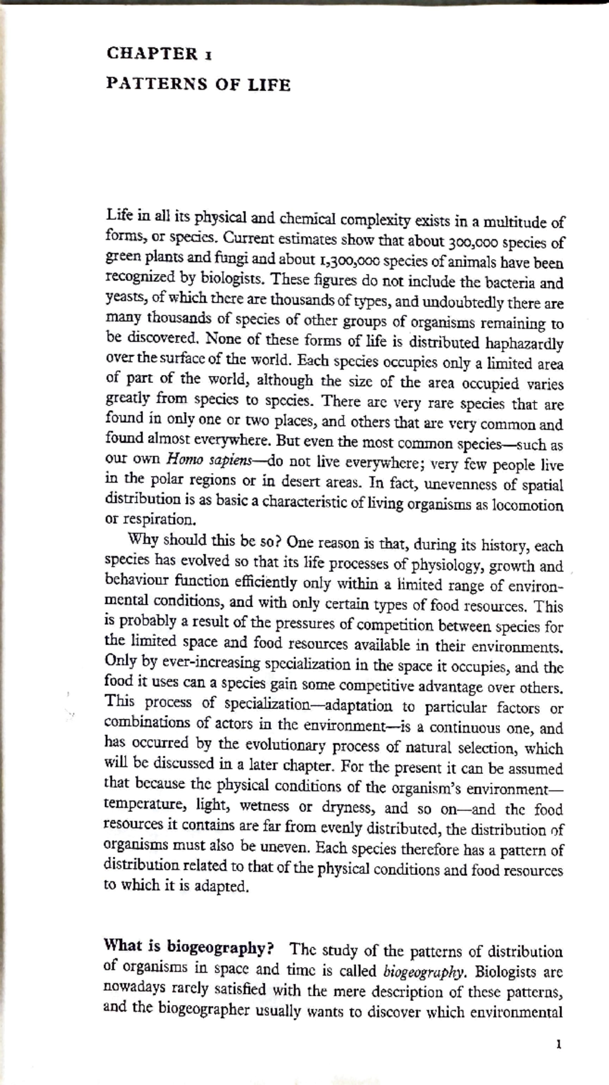 What is biogeography - CHAPTER 1 PATTERNS OF LIFE Lifeinall its ...