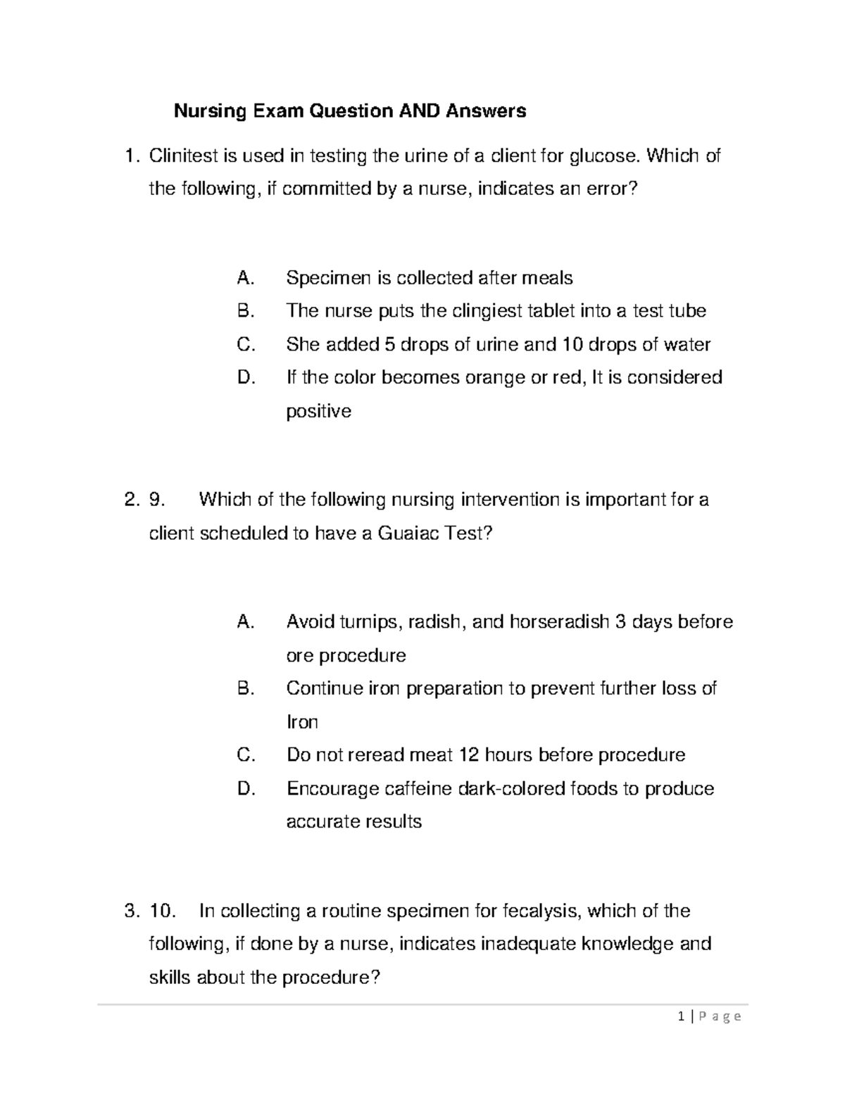 Nursing Exam Question AND Answers - Nursing Exam Question AND Answers ...
