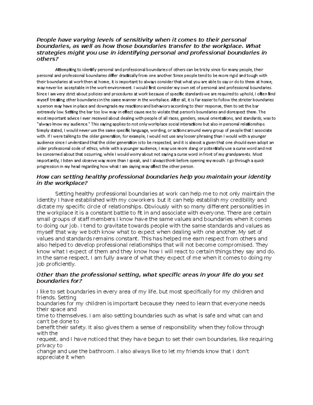 Setting Healthy Professional Boundaries - People have varying levels of ...