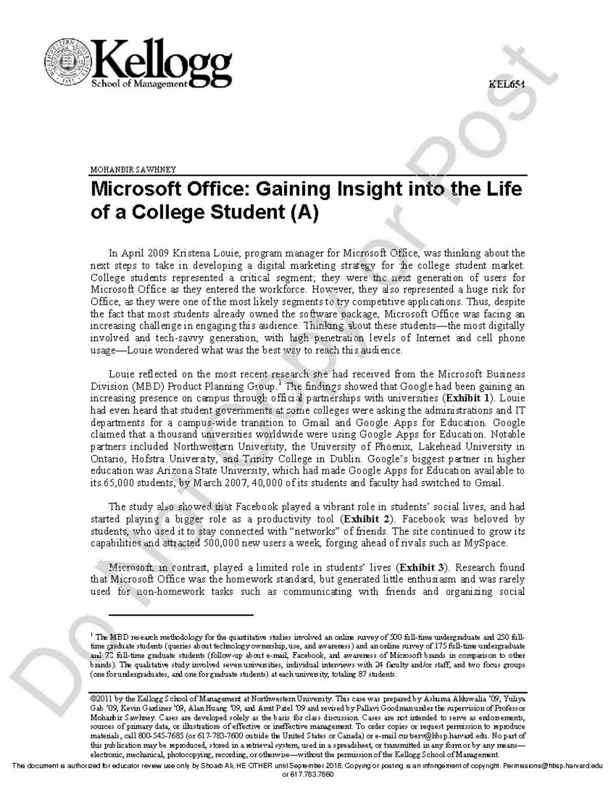 Case 1 Microsoft Office - KEL ©2011 by the Kellogg School of Management ...
