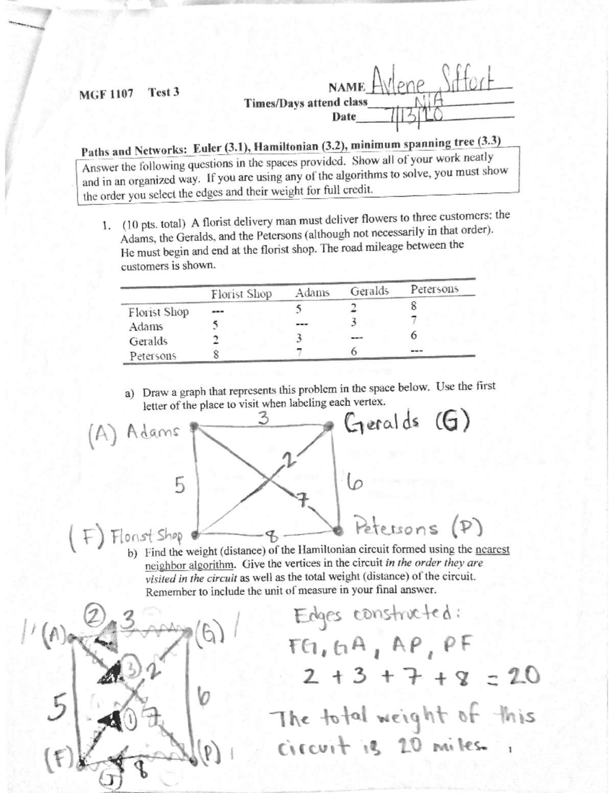 MGF (Test 3) - This course covers many mathematical skills including ...