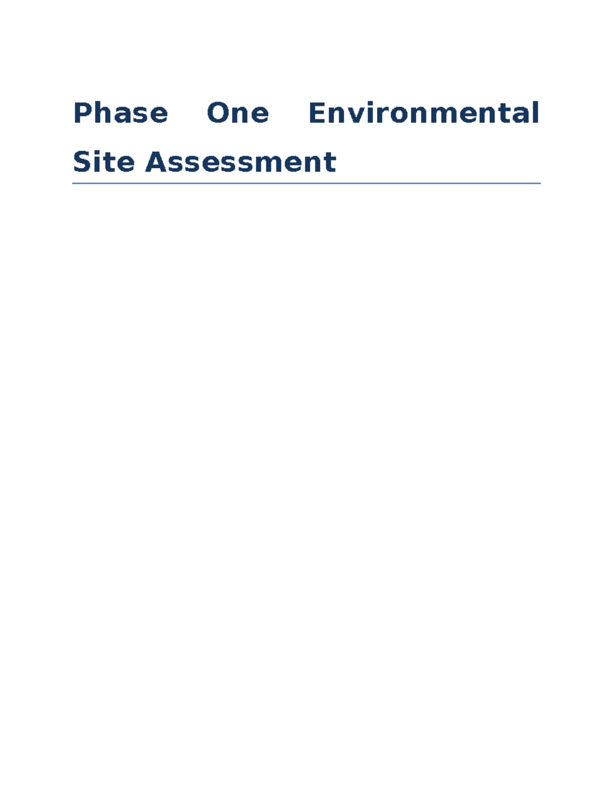 Phase 1 Environmental Site Assessment for NCBC - Phase One ...
