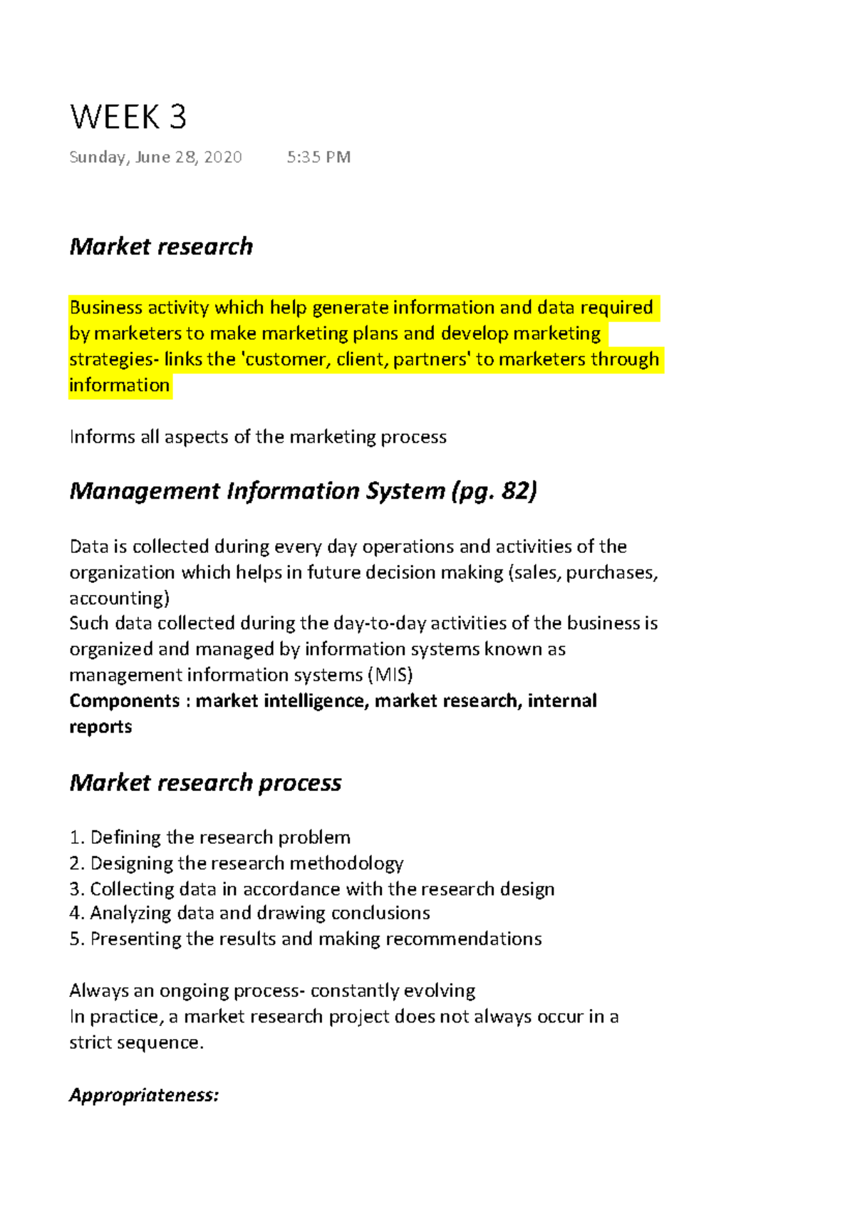 WEEK 3 - lecture slides and notes for principles of marketing - Market ...