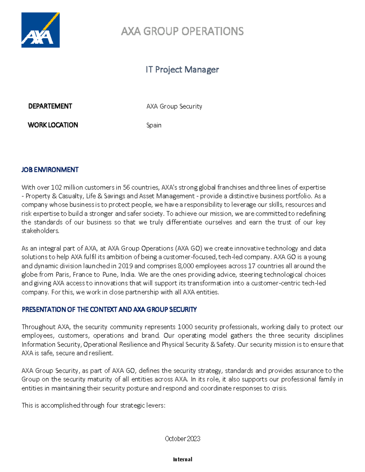GS Job Description- IT Project Manager for Cyber Defense -Spain V1 ...