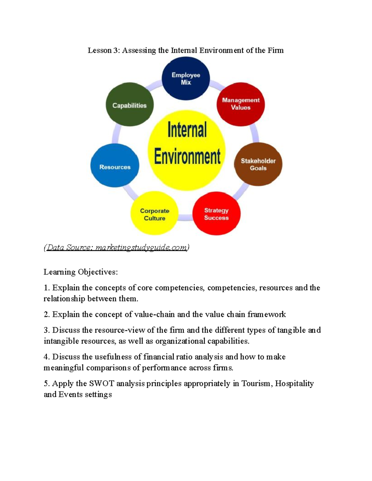 Lesson 3: Assessing the Internal Environment of the Firm - Business ...