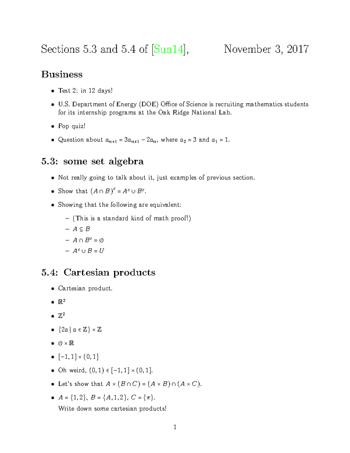 Math 300 Notes section 5.3 5 - Sections 5 and 5 of [Sun14], November 3 ...