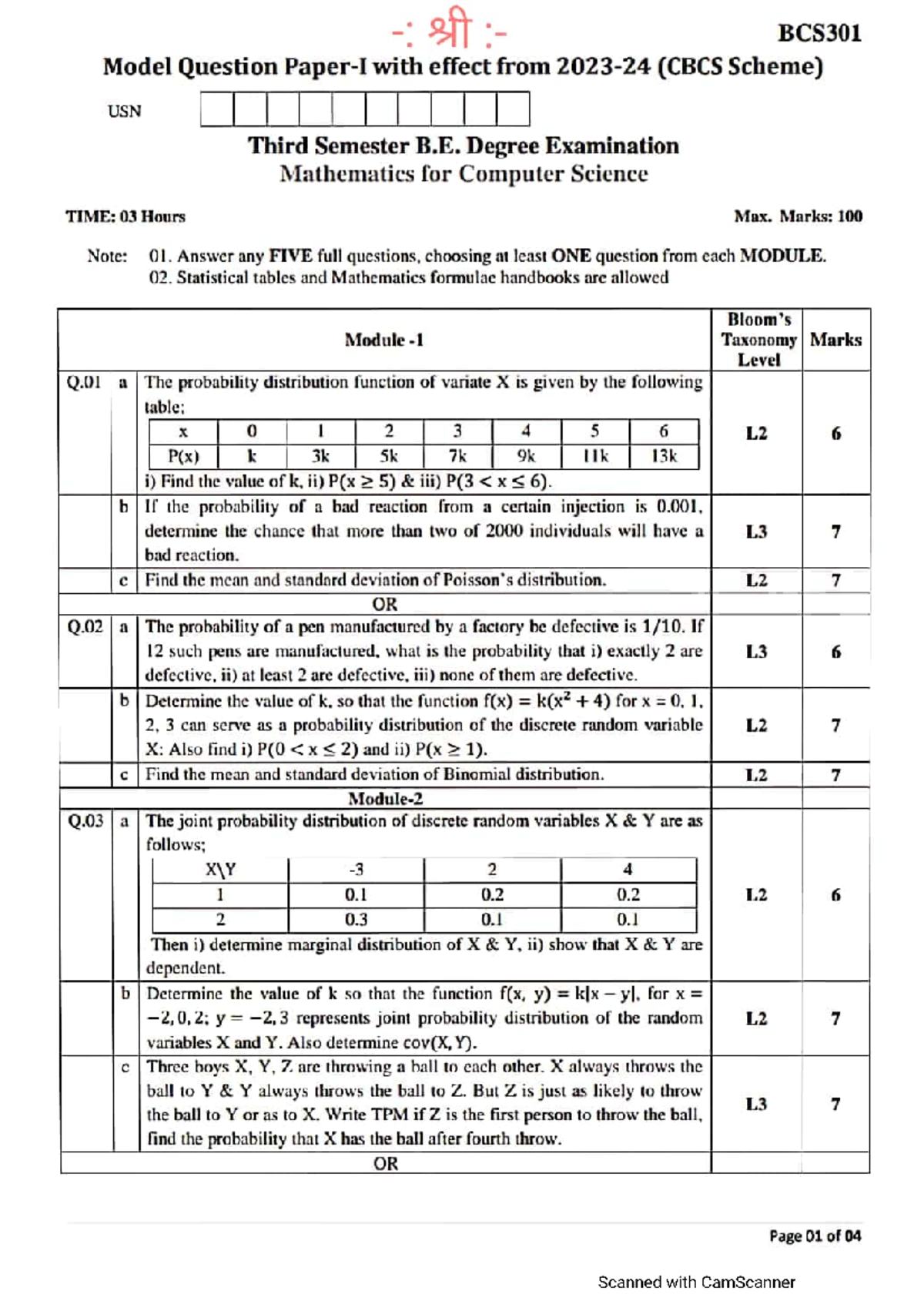 BCS301 MQP with solns - Bachelor of Engineering - Studocu