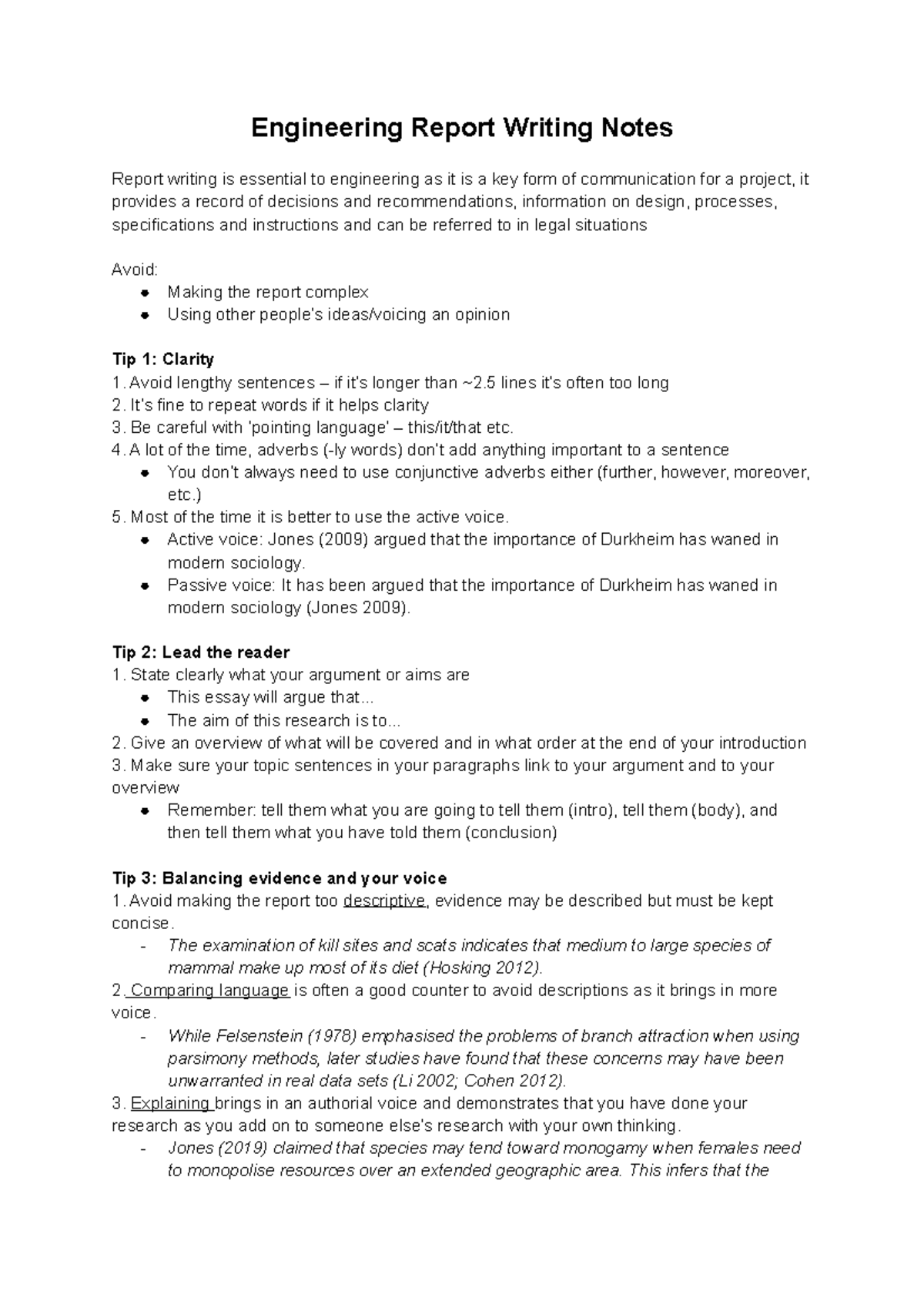Summary on how to write an Engineering Report for ENGG1000 ...
