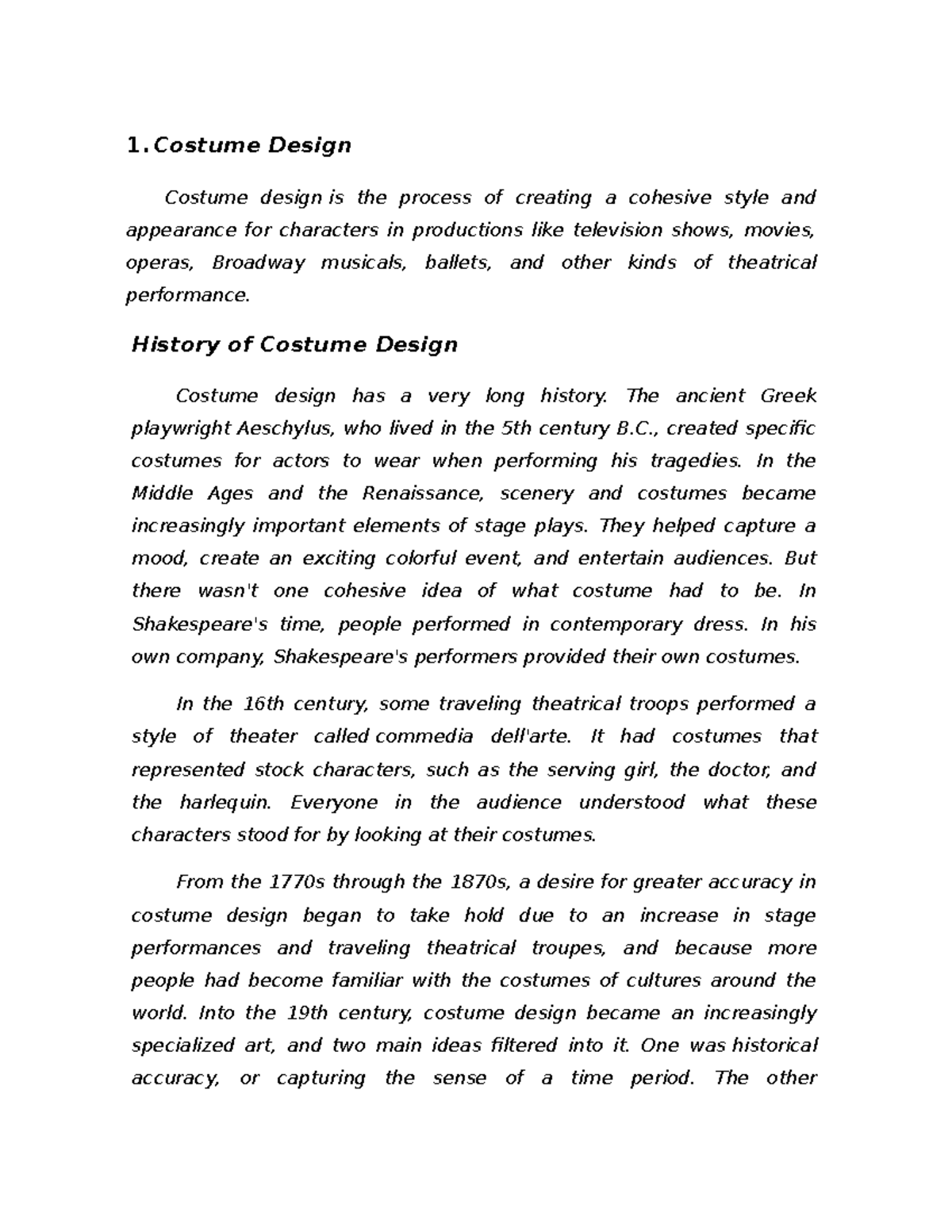 Cotumes Design Fashion - 1. Costume Design Costume design is the ...