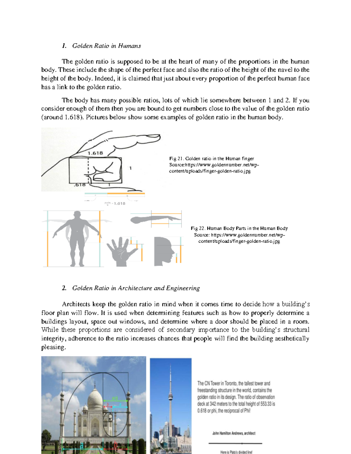 Additional reading for chapter 1 - 1. Golden Ratio in Humans The golden ...