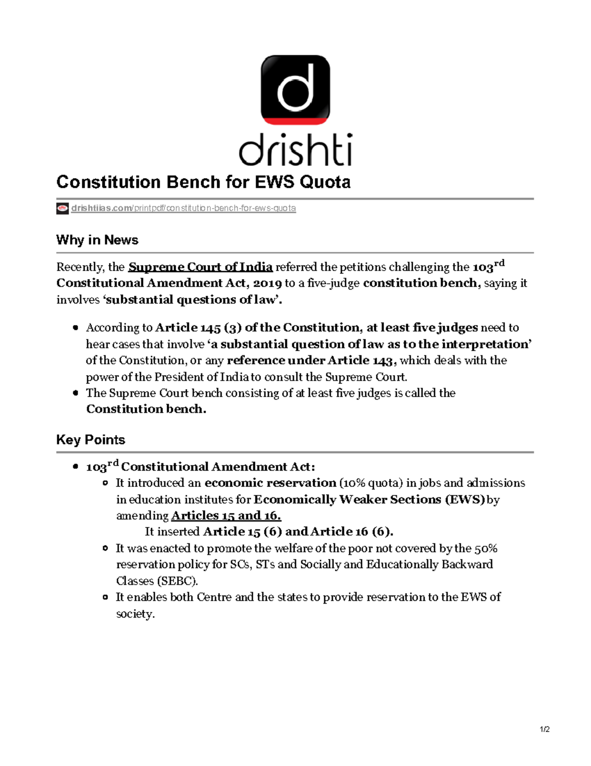 1596709479 constitution bench for ews quota - Constitution Bench for ...