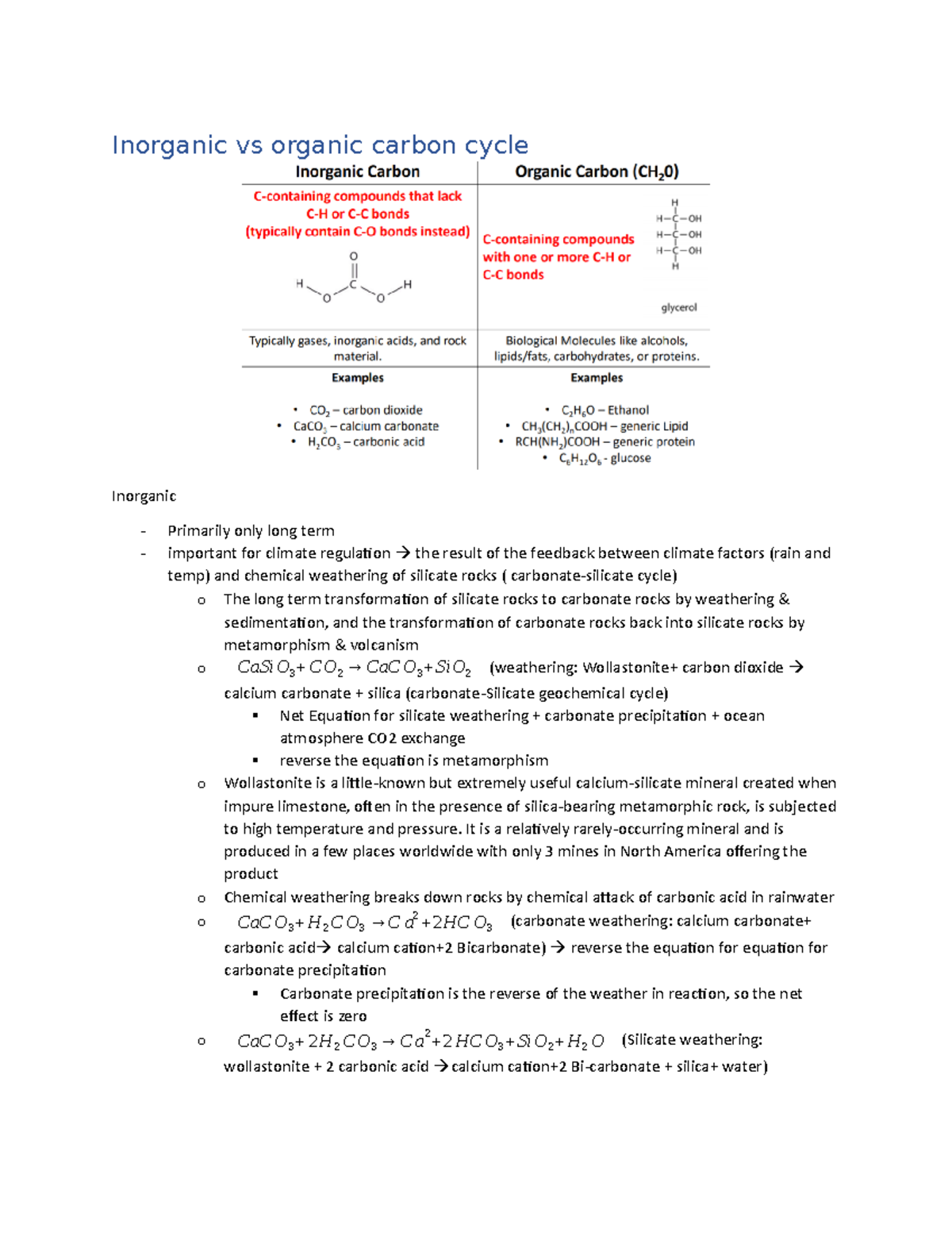 Lecture 14 & 15 Carbon Cycle - Inorganic vs organic carbon cycle ...