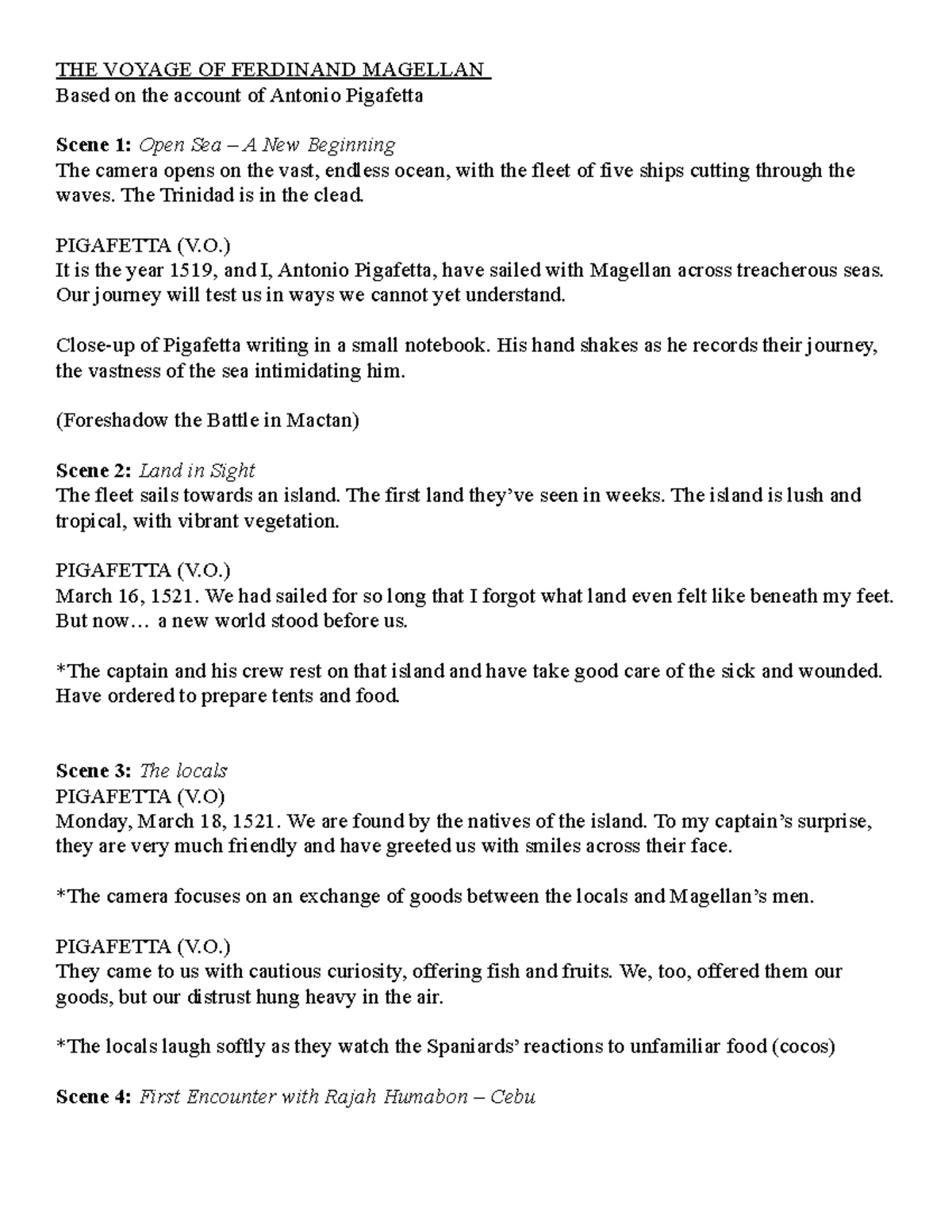 Voyage-of-Magellan - Script Voyage of Magellan - THE VOYAGE OF ...