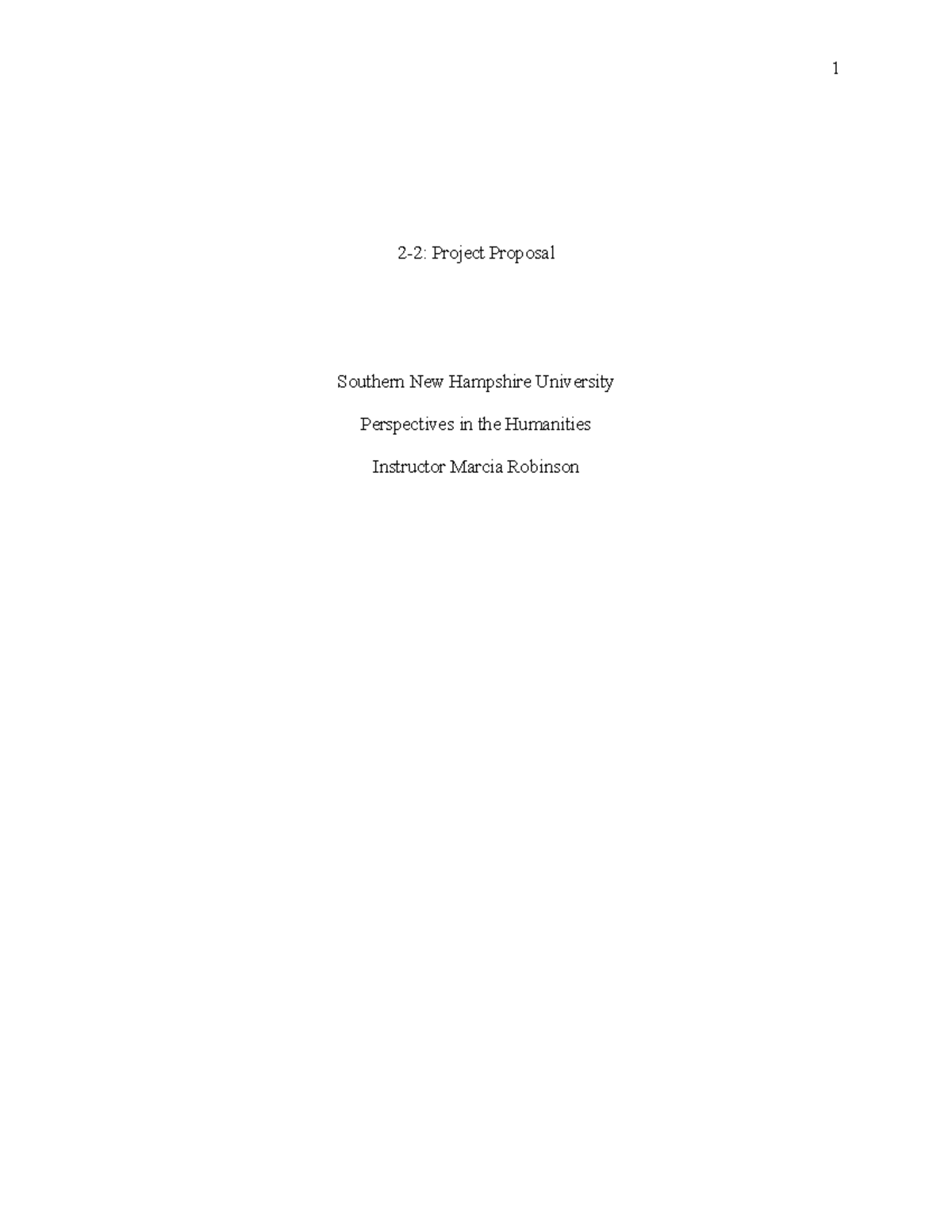 2-2 Project Proposal - 1 2-2: Project Proposal Southern New Hampshire ...