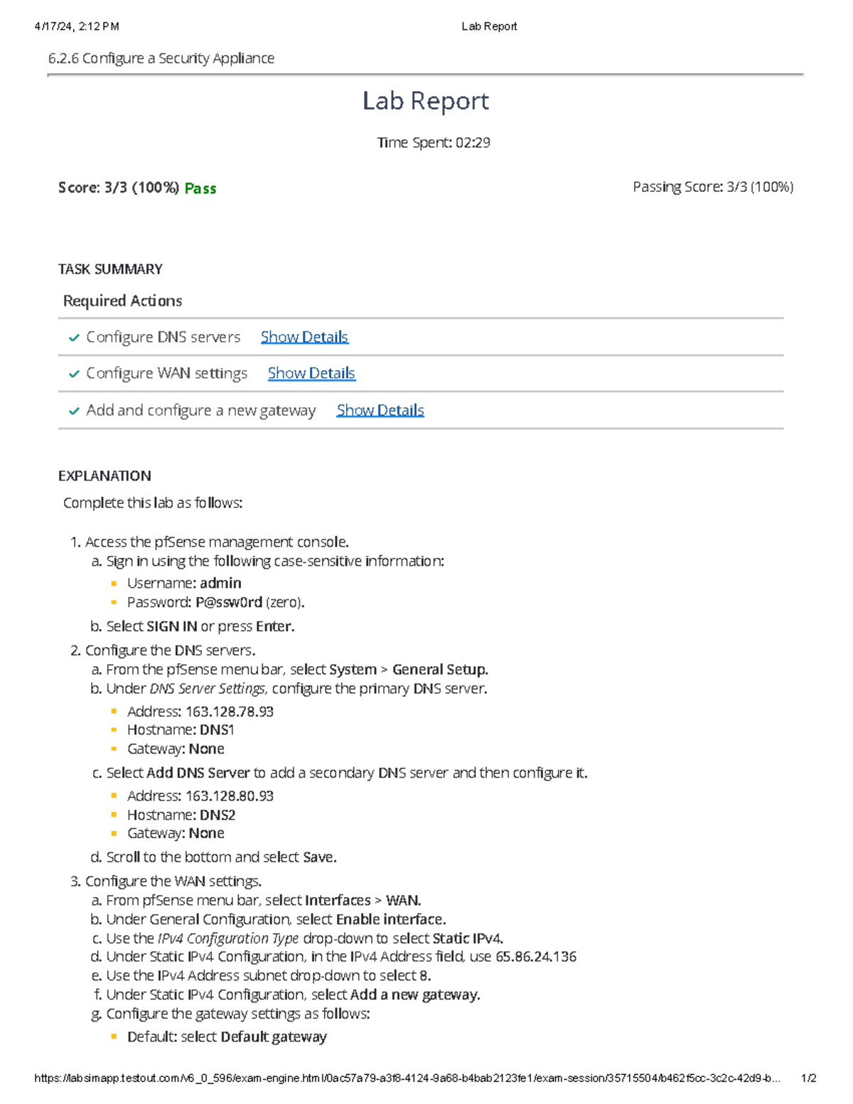 Learning Platform Comp TIA 6 a.2.4 - 4/17/24, 2:12 PM Lab Report - Studocu
