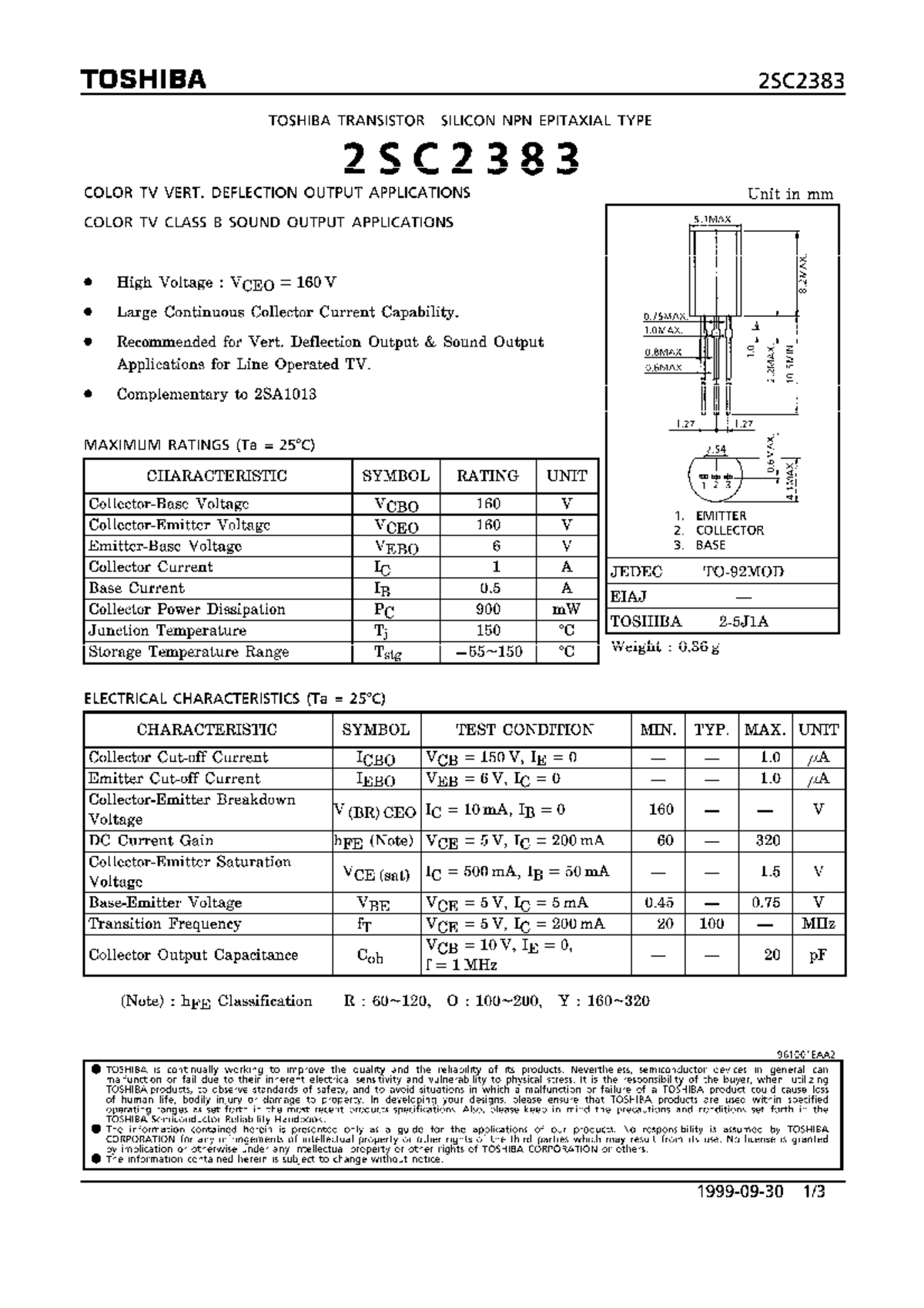 2sc2383 - Datasheet - Đồ án công nghệ 1 - Studocu
