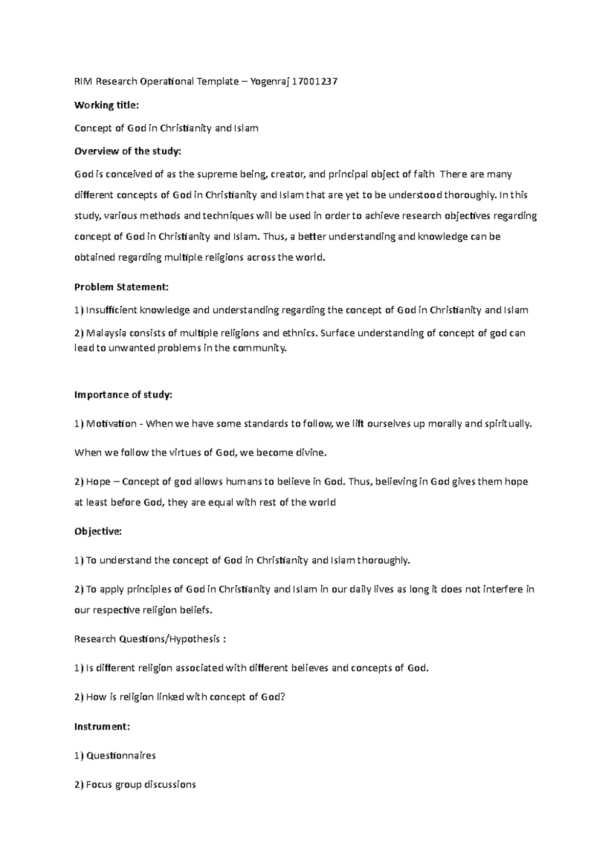 RIM Research Operational Template - In this study, various methods and ...