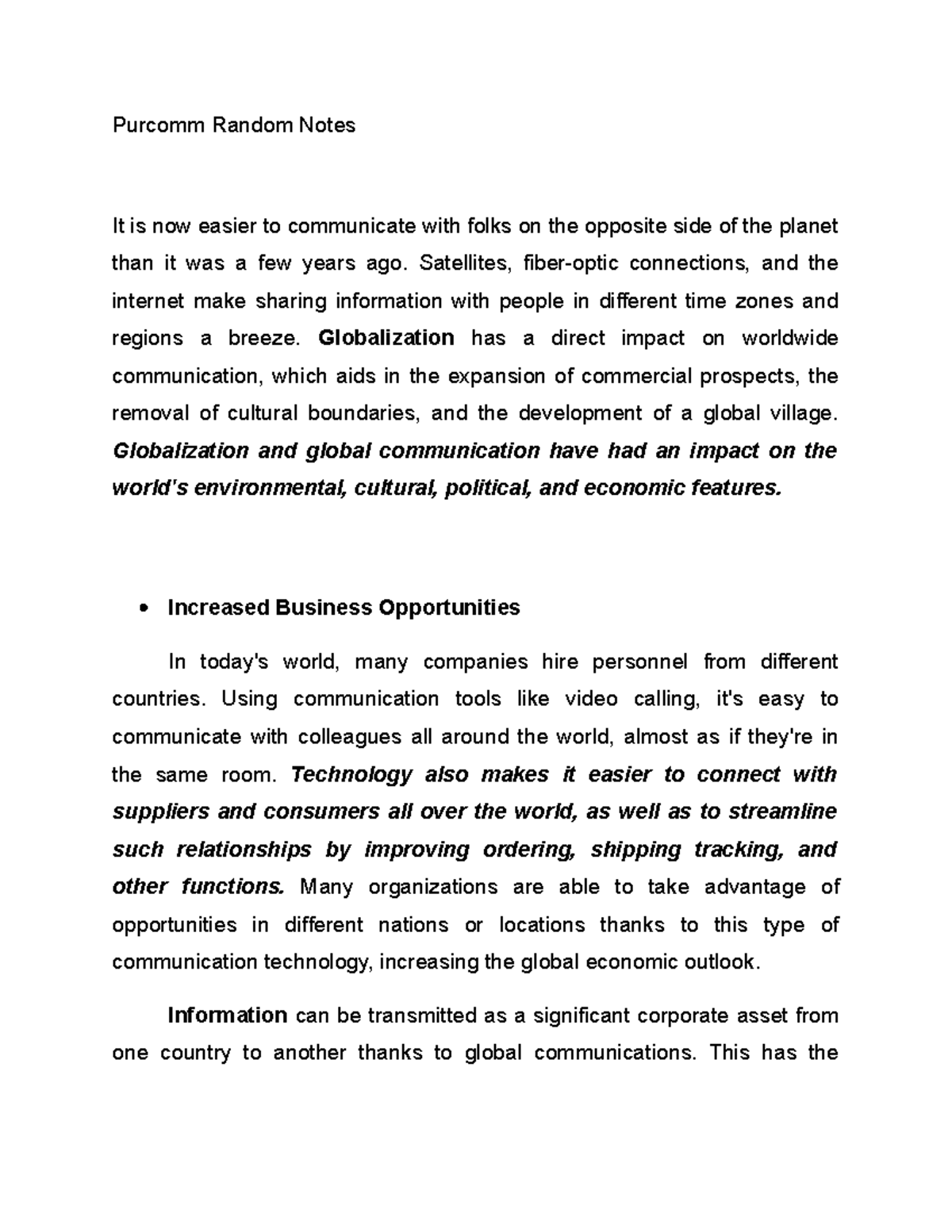 Purcomm Random Notes - Satellites, fiber-optic connections, and the ...