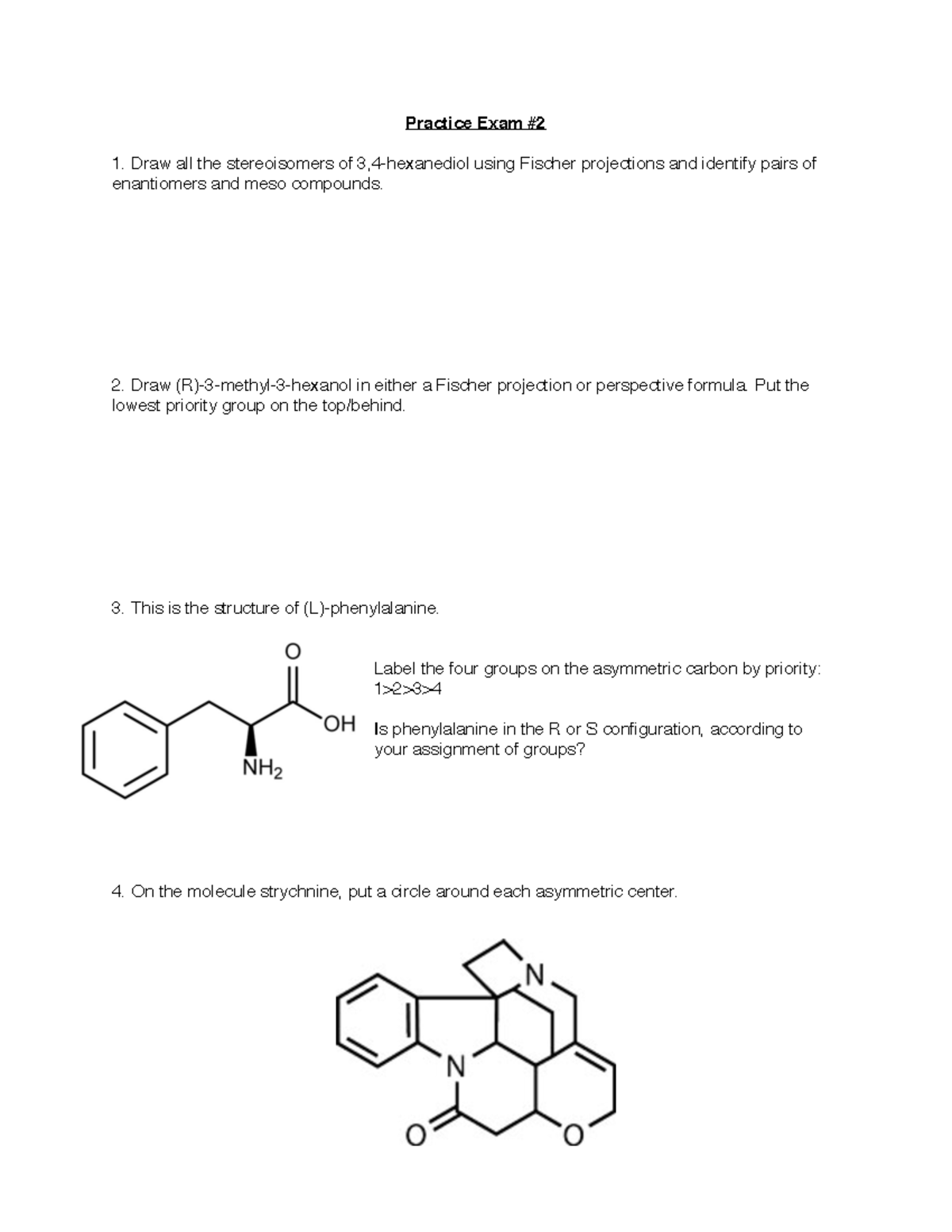 Practice questions on Fischer projection and chemical structures ...