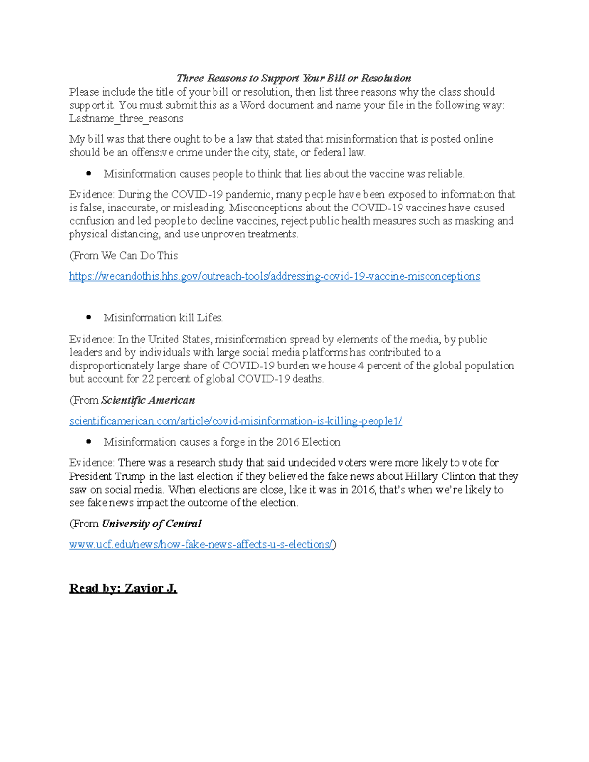 Student Congress Evidence Prep - Three Reasons to Support Your Bill or ...