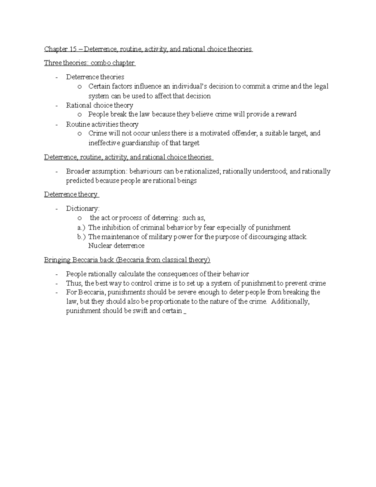 Chapter 15 - Chapter 15 – Deterrence, routine, activity, and rational ...