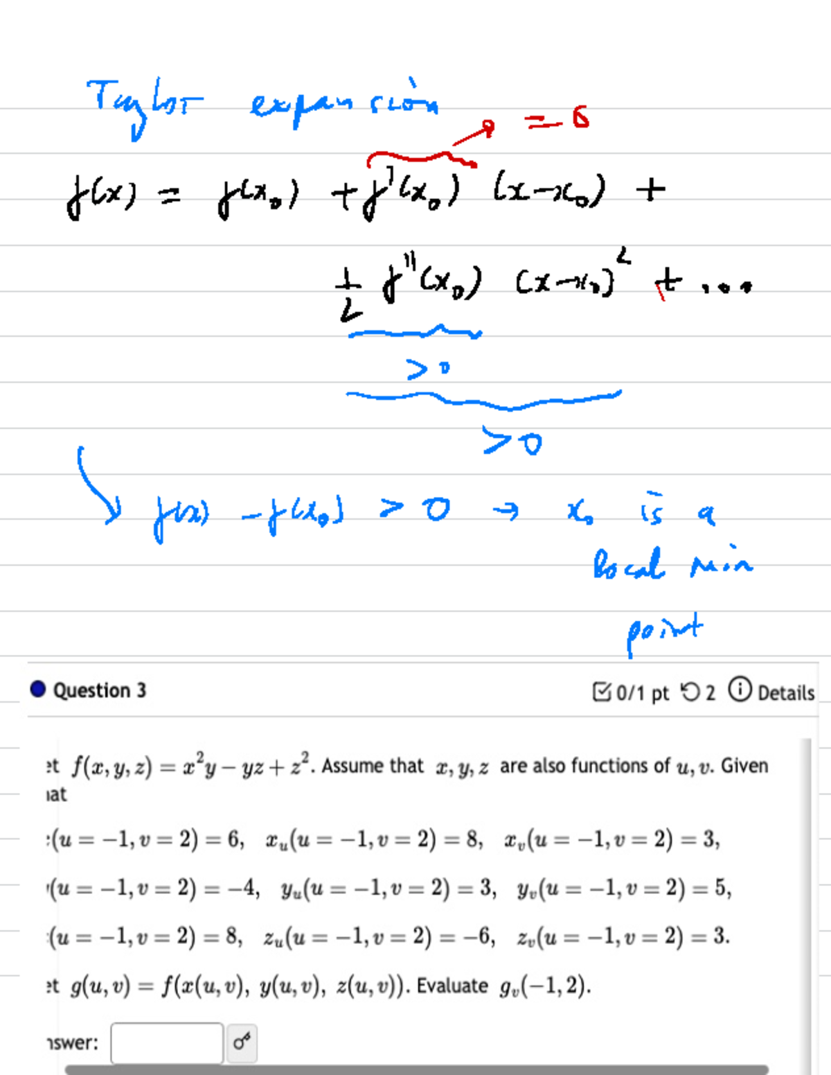 Calc sep 21 - exercise - Taylor expansion e = G ((s ((0) + &(0)(2-1) + 2 If" Go) (x -(0) - Studocu