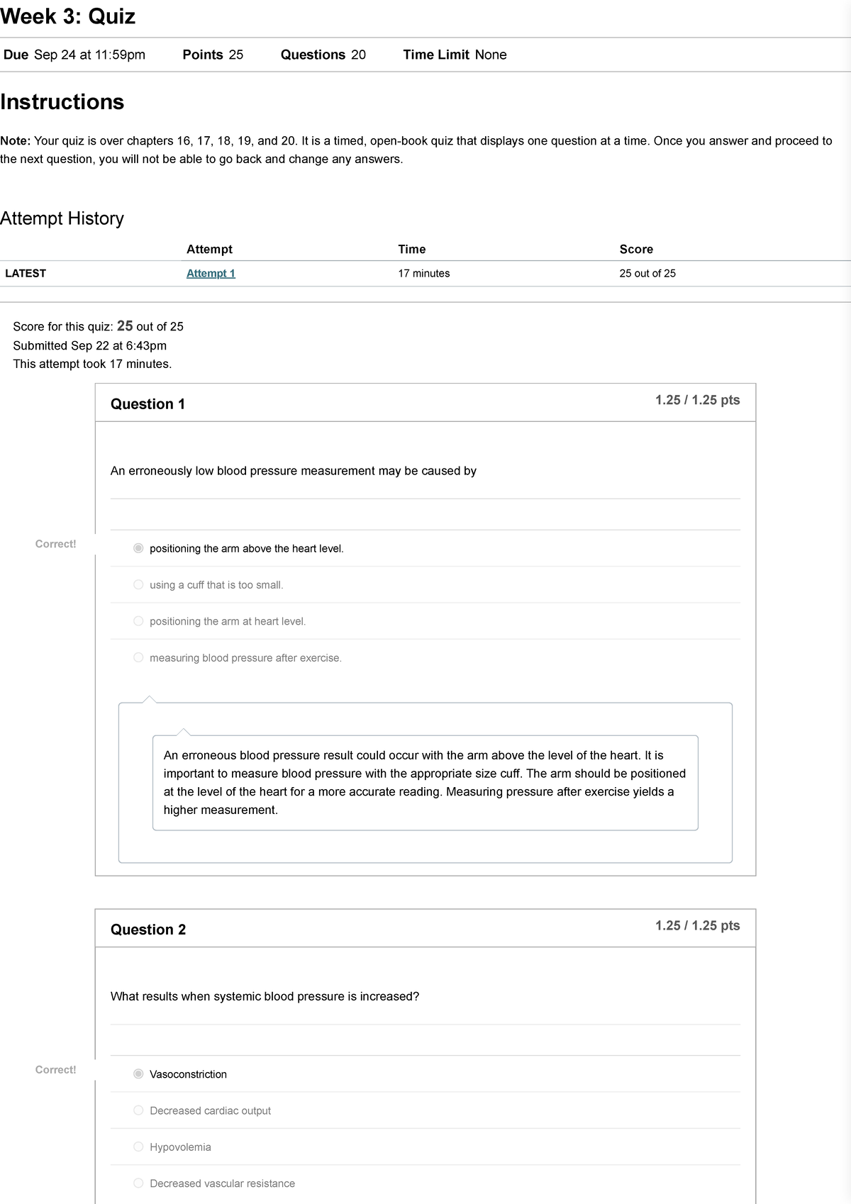 Week 3 Quiz BSNR 305 Pathophysiology WCU - Week 3: Quiz Due Sep 24 at 11:59pm Points 25 ...